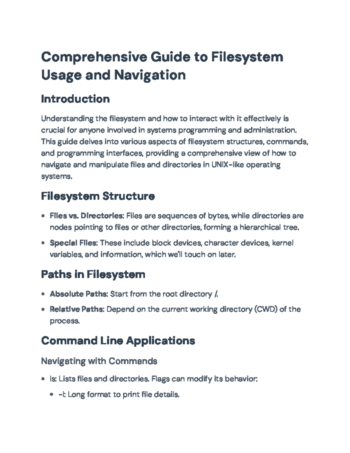 Comprehensive Guide to Filesystem Navigation and Command Usage ...