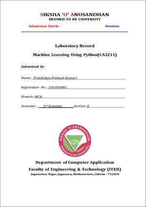 PS2 sol - Assignment 2 solution - Problem Solving Assignment 2 Data Mining (CSE4052) Suppose ...
