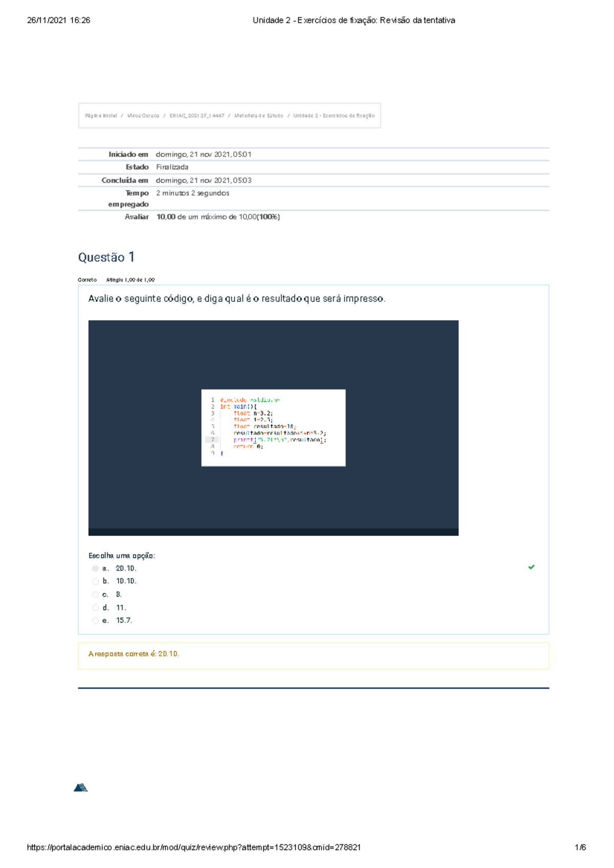 Unidade 2 - Exercícios de fixação linguagem c - Página inicial /Meus ...