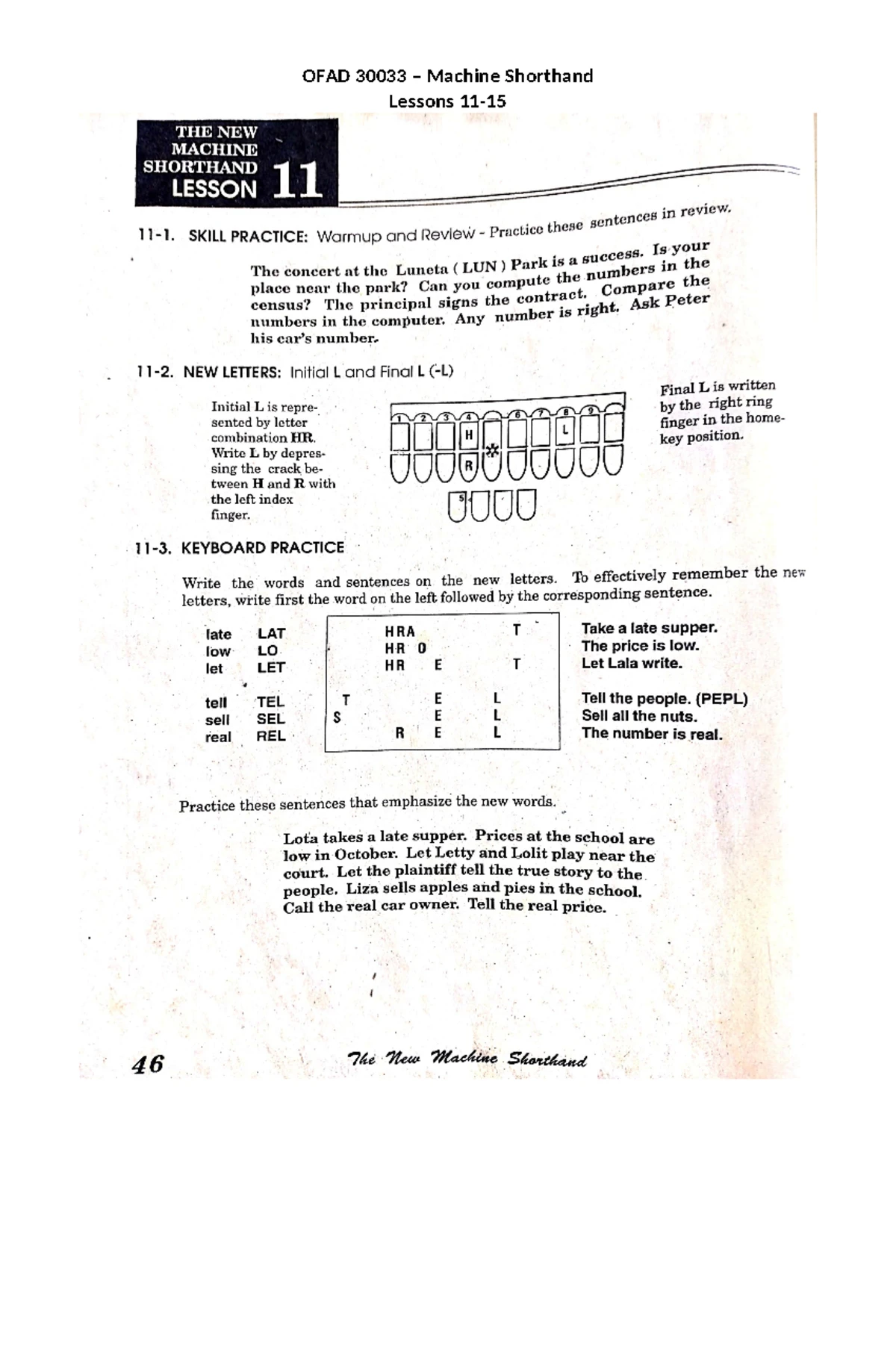 Machine Shorthand Techniques: Lesson 6-10 - Studocu