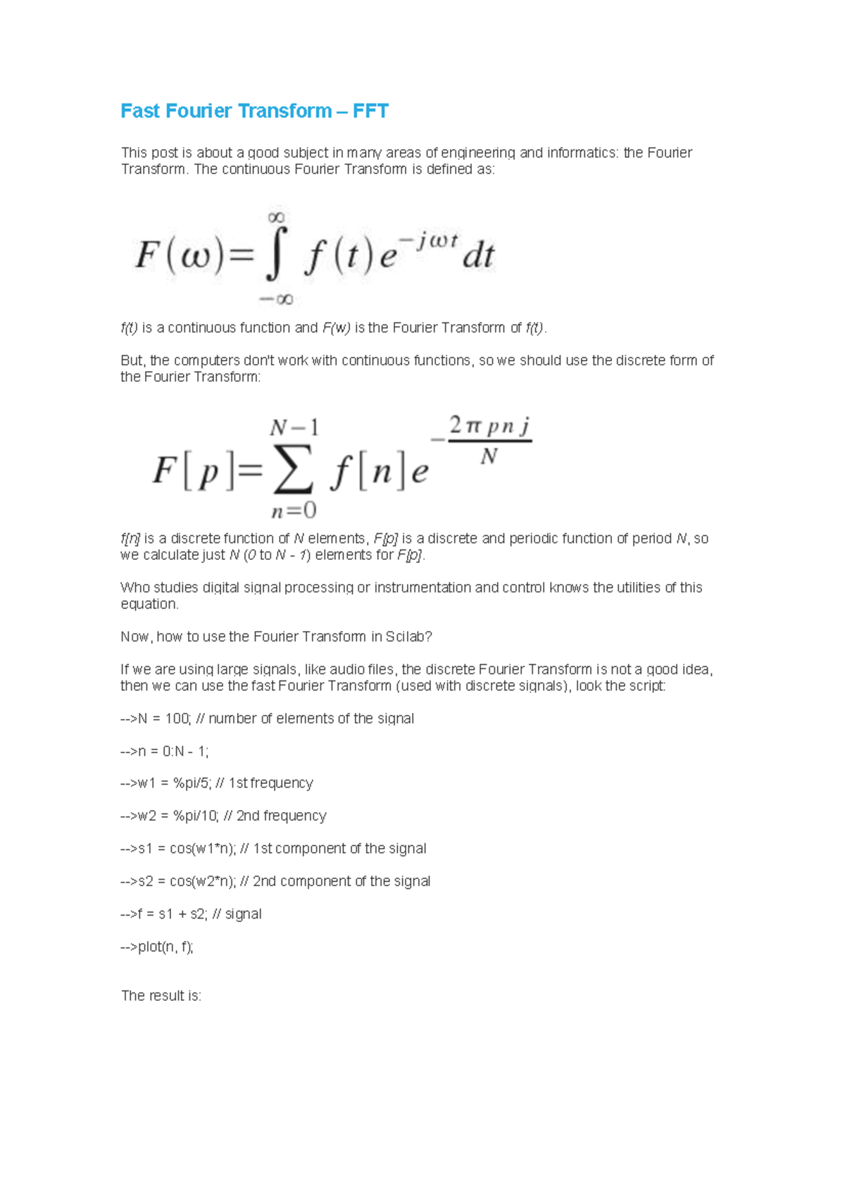 Fast Fourier Transform (FFT) in Digital Signal Processing - Studocu