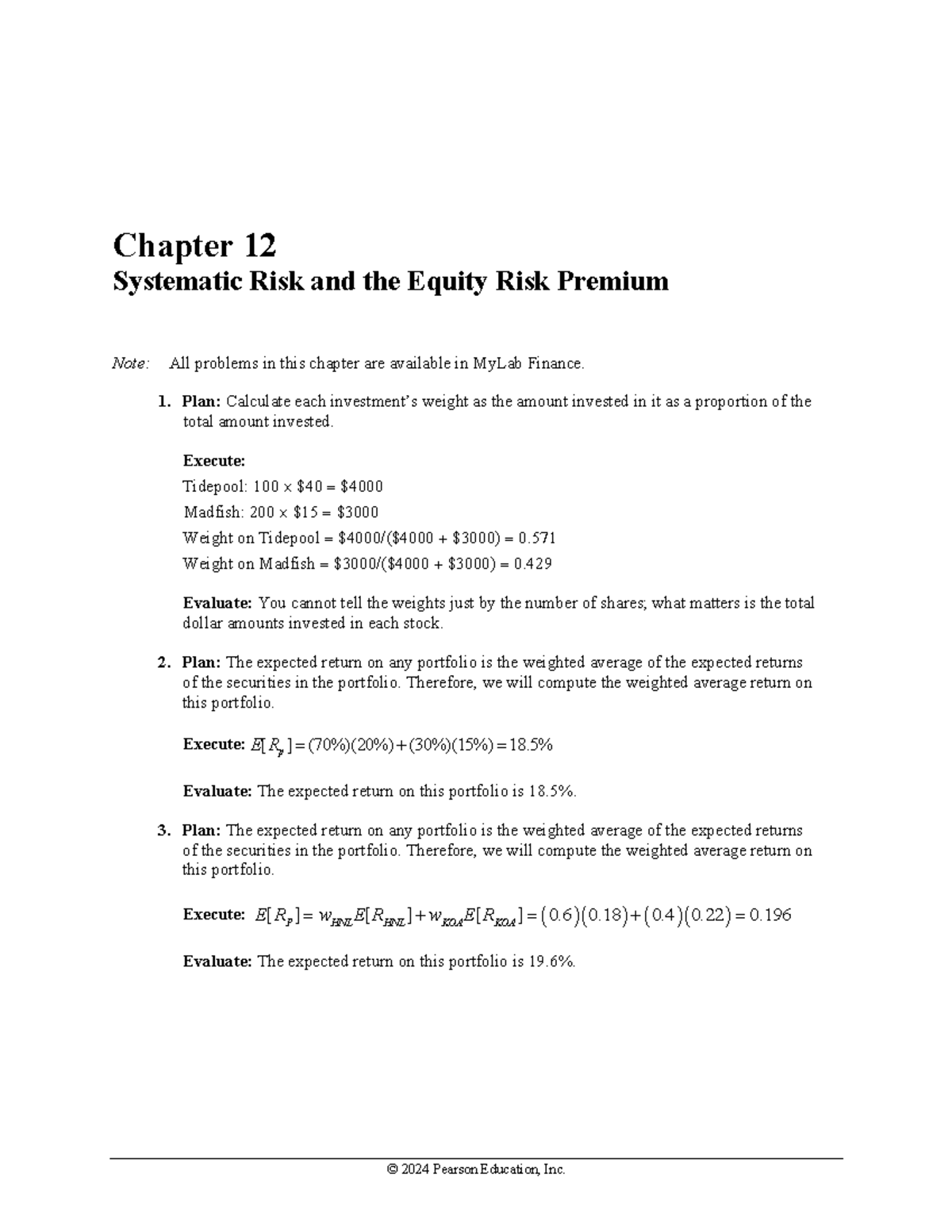 Chapter 12: Systematic Risk & Equity Risk Premium Analysis - Studocu
