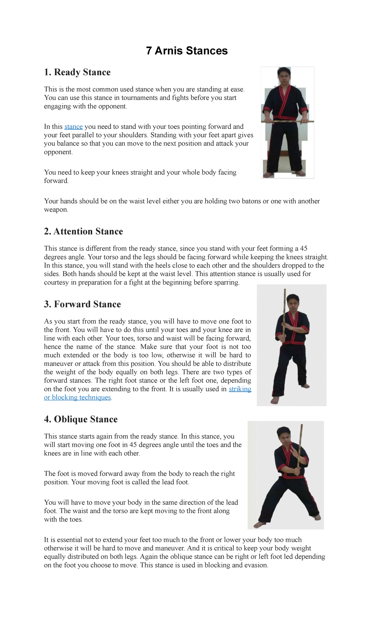 Arnis Stances - ... - 7 Arnis Stances 1. Ready Stance This is the most common used stance when ...