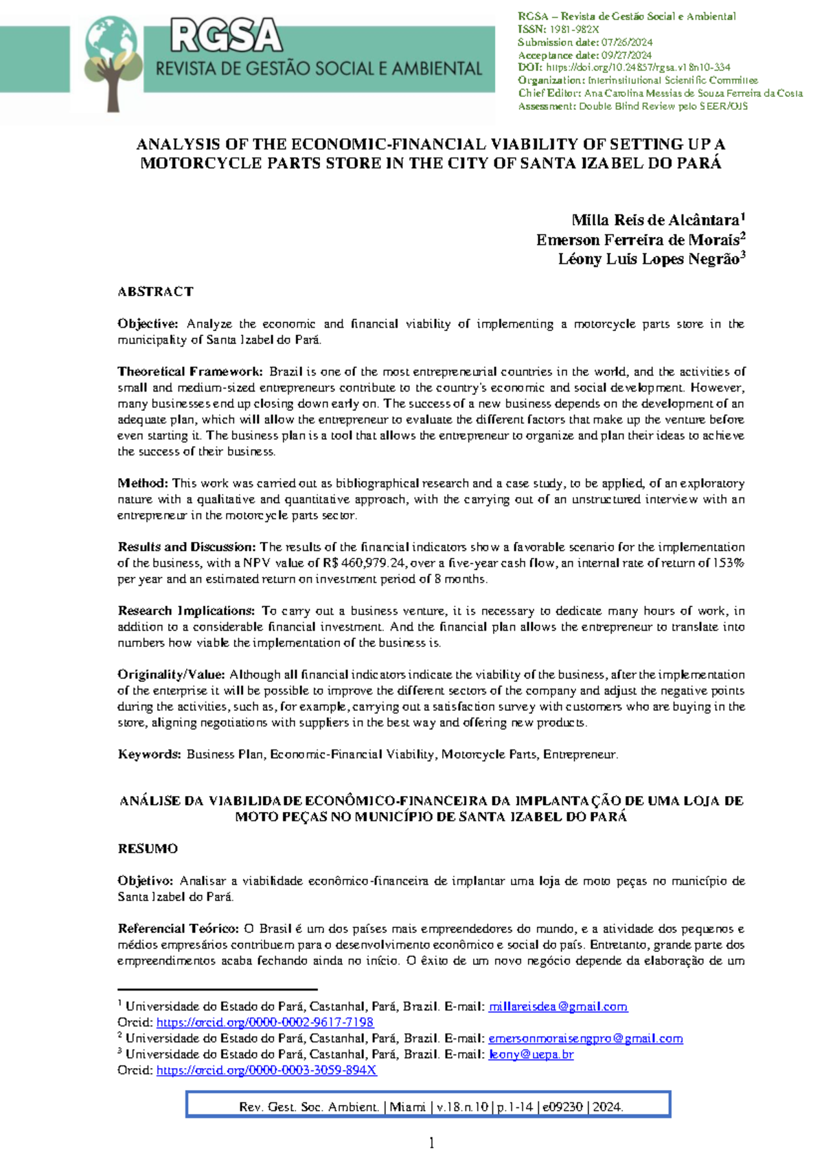 **RGSA+334+Ing - Economic-Financial Viability of Motorcycle Parts Store ...