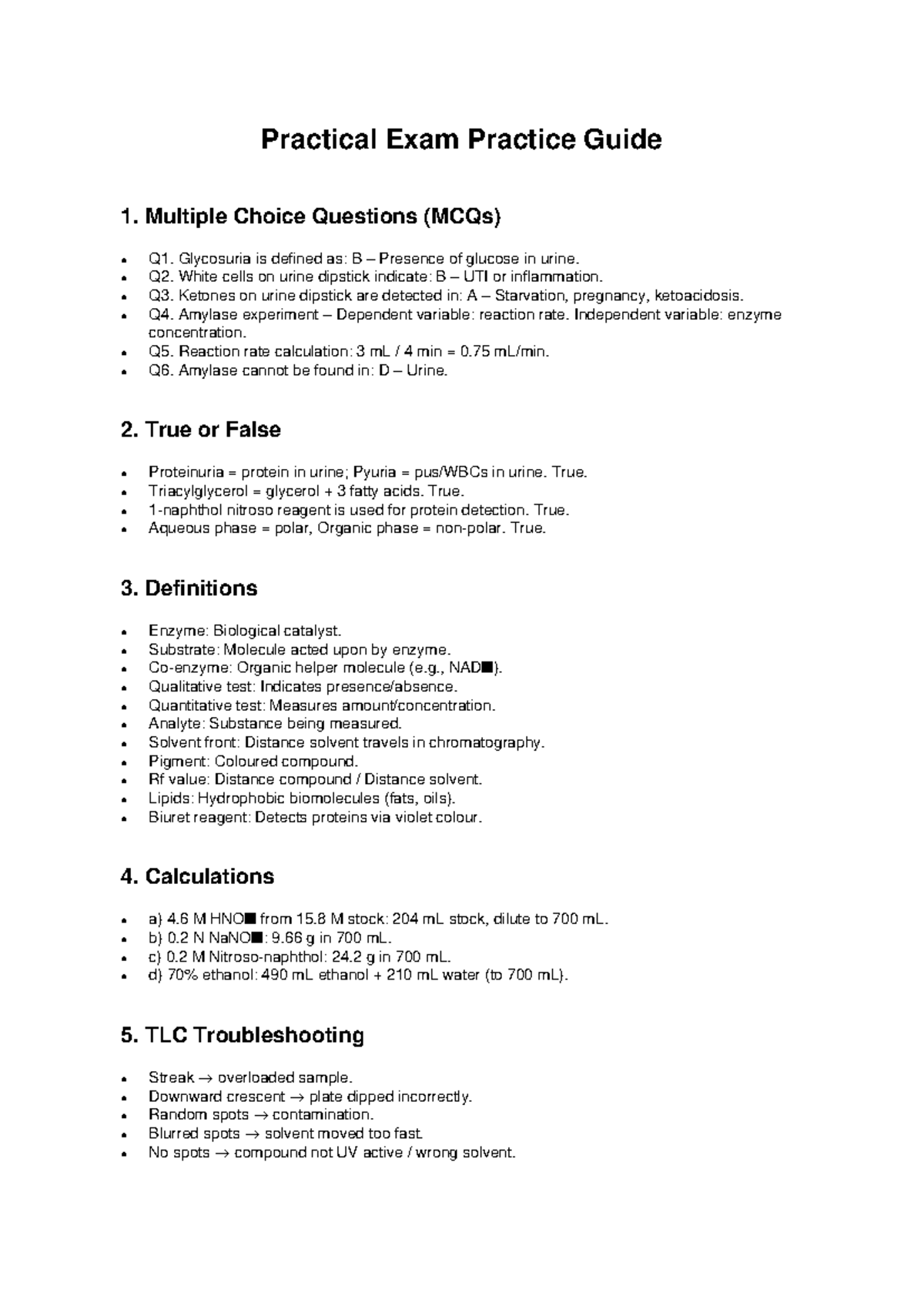 Practical Exam Guide: MCQs & Calculations for Lab Techniques - Studocu