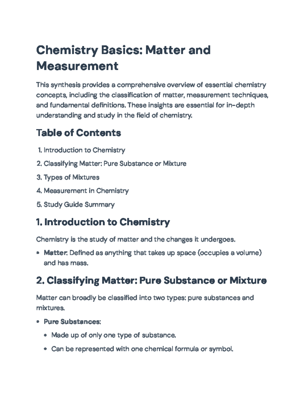 Chemistry 101: Overview of Matter, Measurement, and Mixture Types ...
