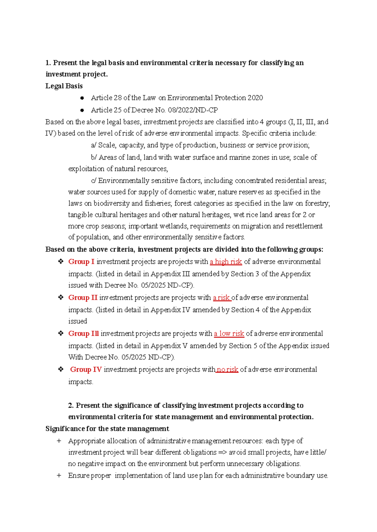 Legal Basis and Environmental Criteria for Investment Projects (ENV 101 ...