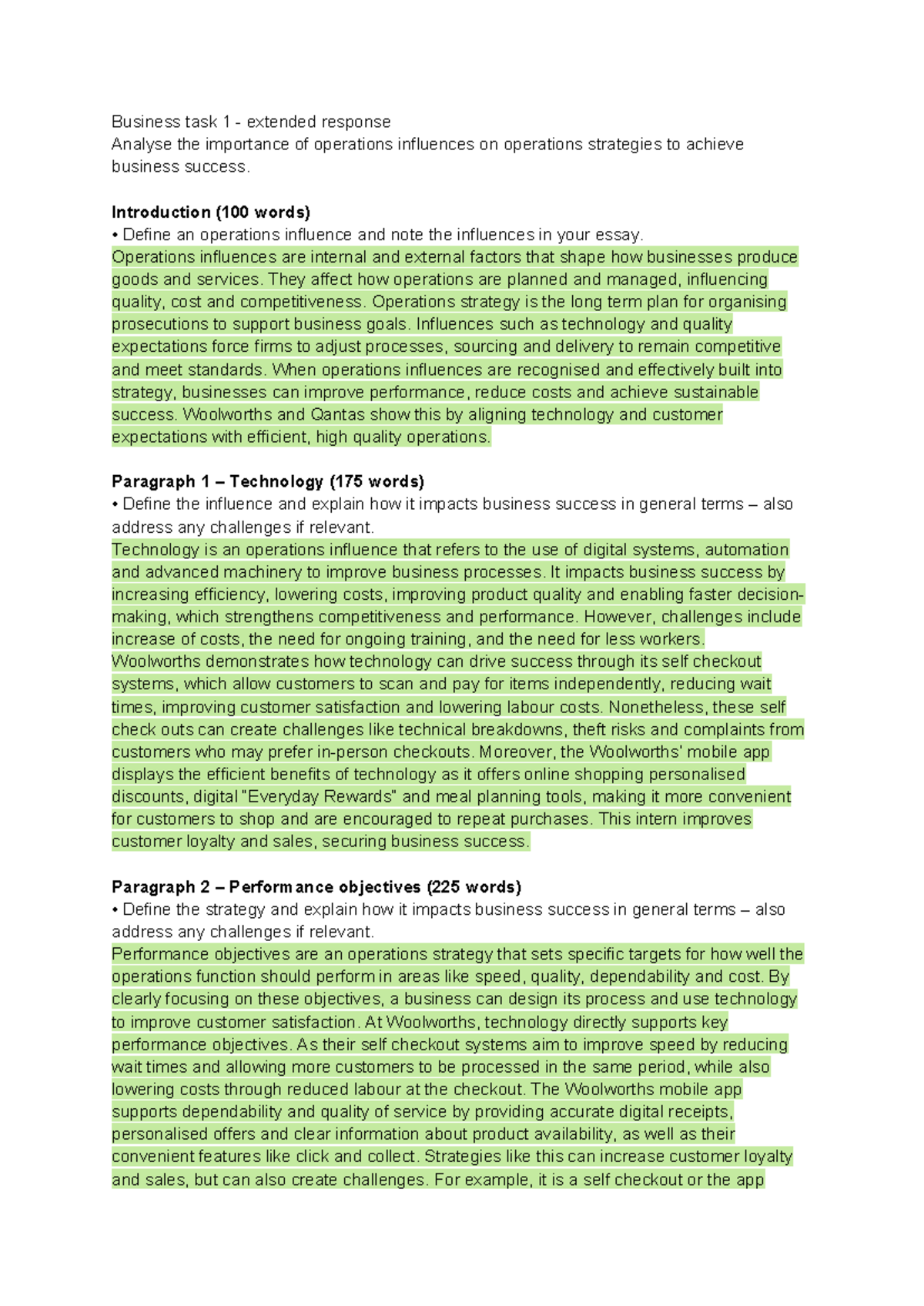 Business Task 1: Analyzing Operations Influences on Strategies for ...