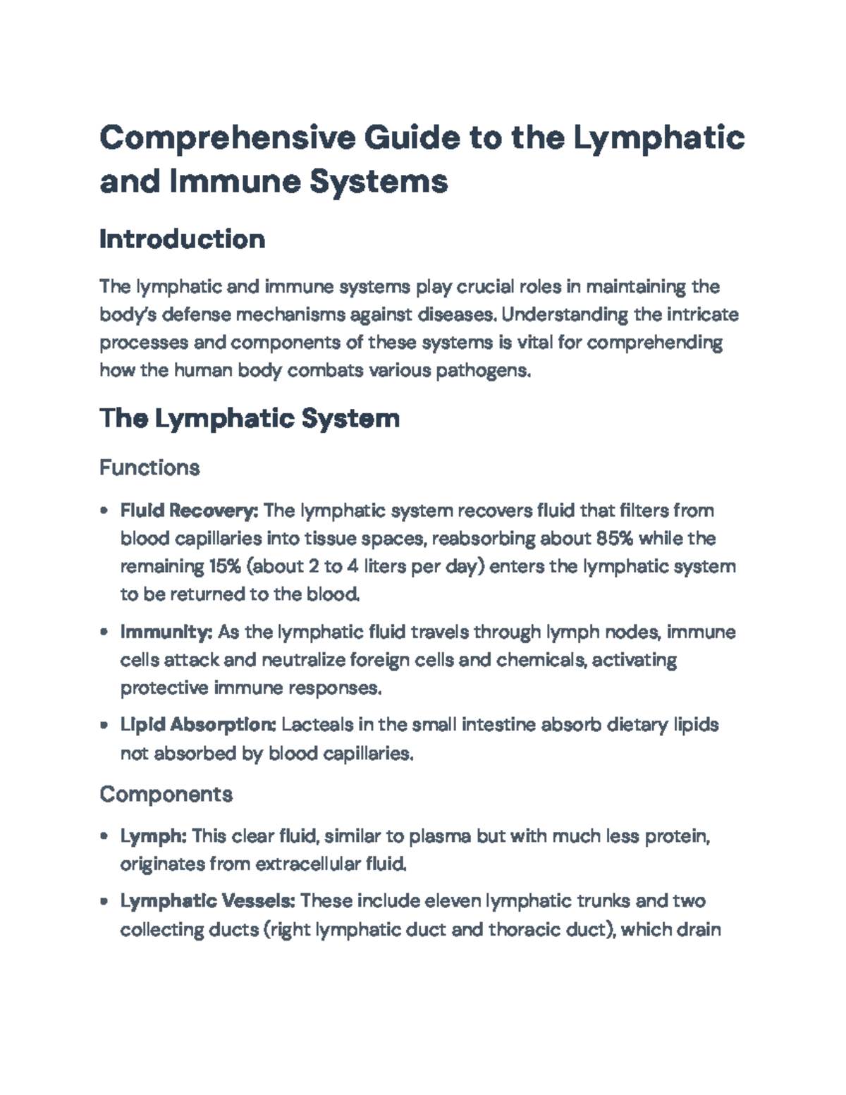 Lymphatic and Immune Systems: Comprehensive Guide (BIO 101) - Studocu