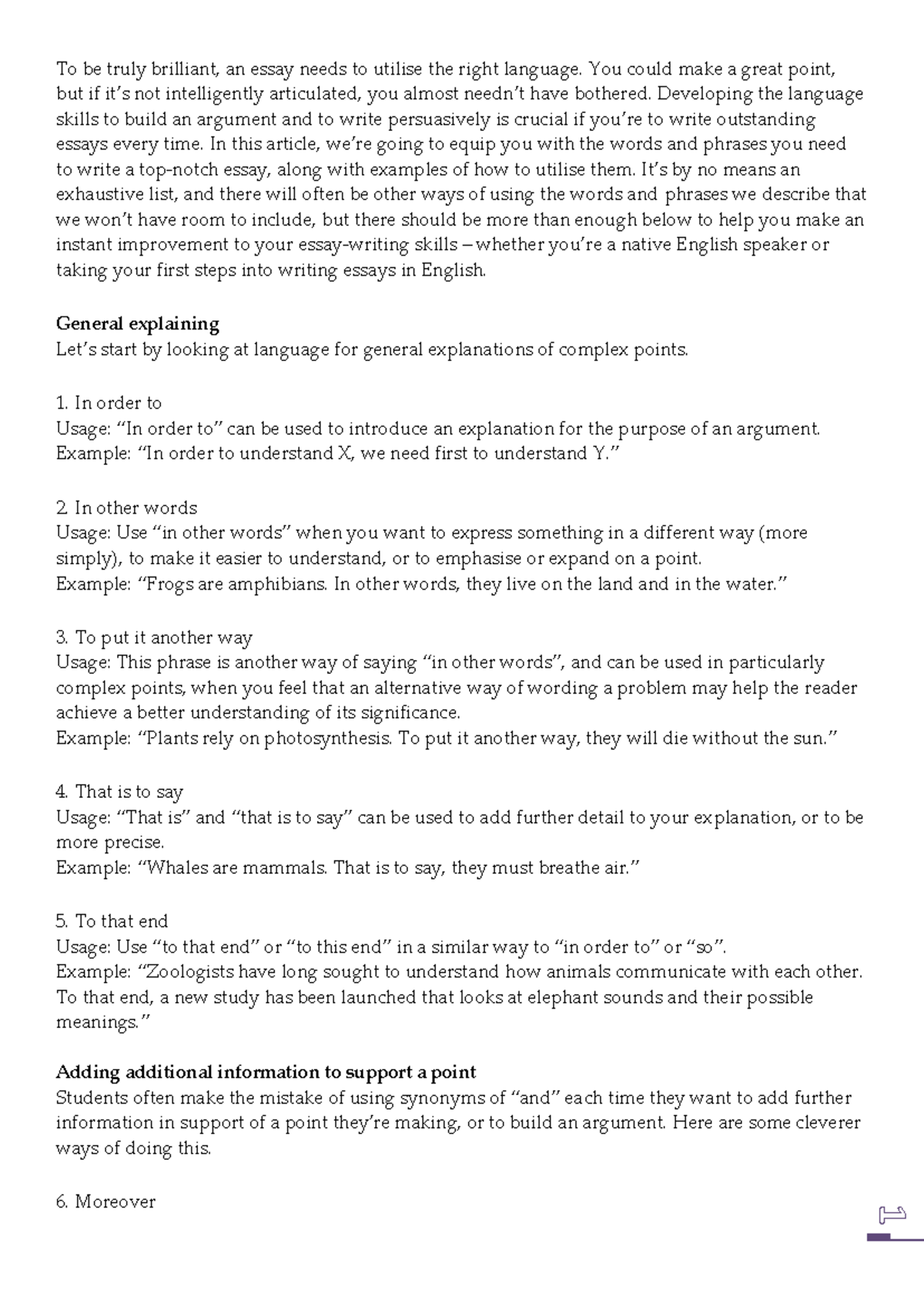 40 Linking Words WITH Examples FOR TASK 2 - To be truly brilliant, an ...