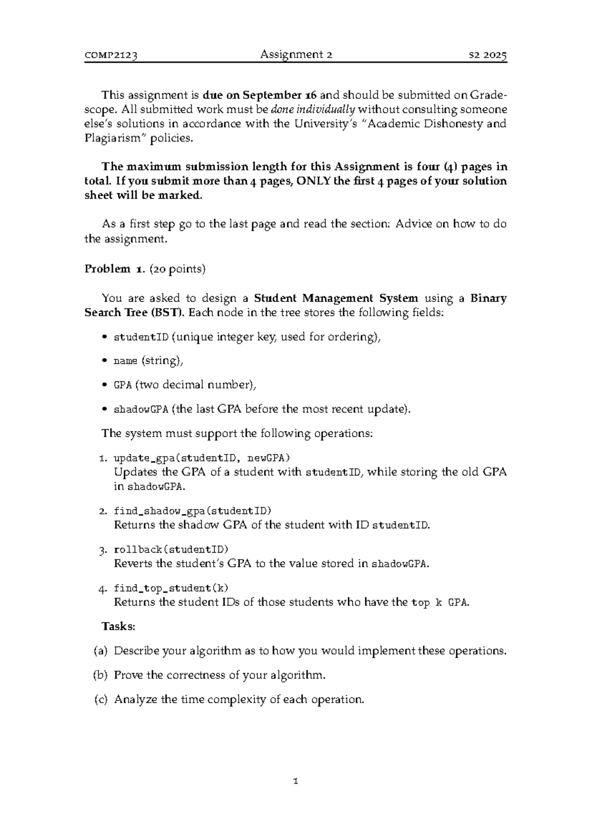 comp2123 Assignment 2 - Student Management & File System Design - Studocu