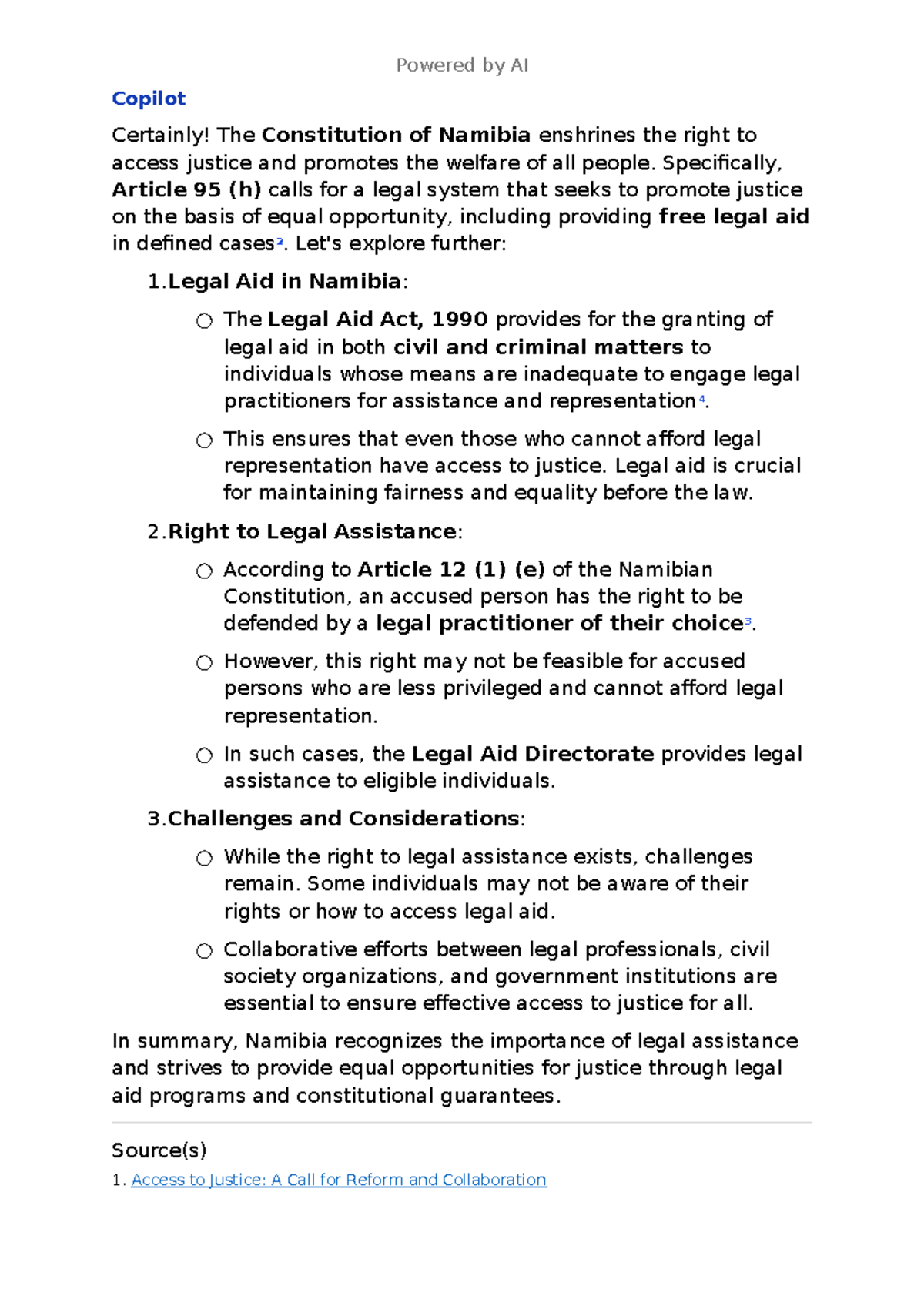 Notes on the Right to Legal Aid in Namibia - Legal Framework and ...