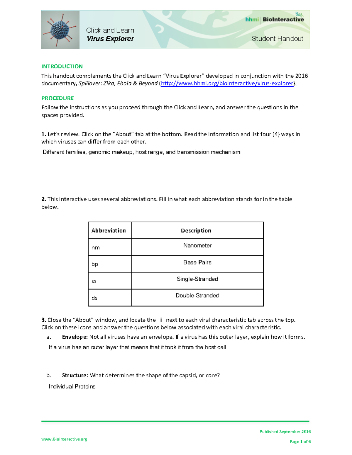 Virus Explorer Worksheet: Interactive Learning on Viruses - Studocu