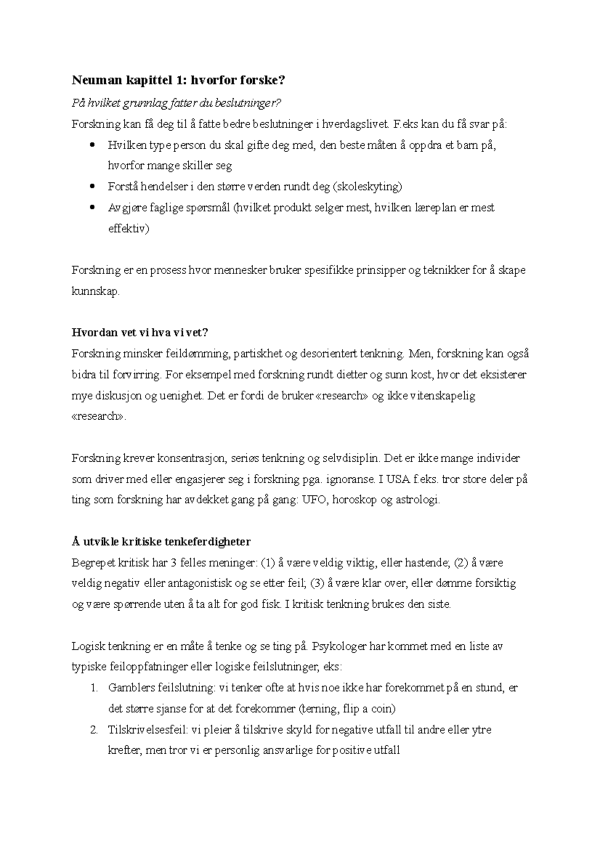 Neuman Kapittel 1: Hvorfor Forske? - En Introduksjon til ...