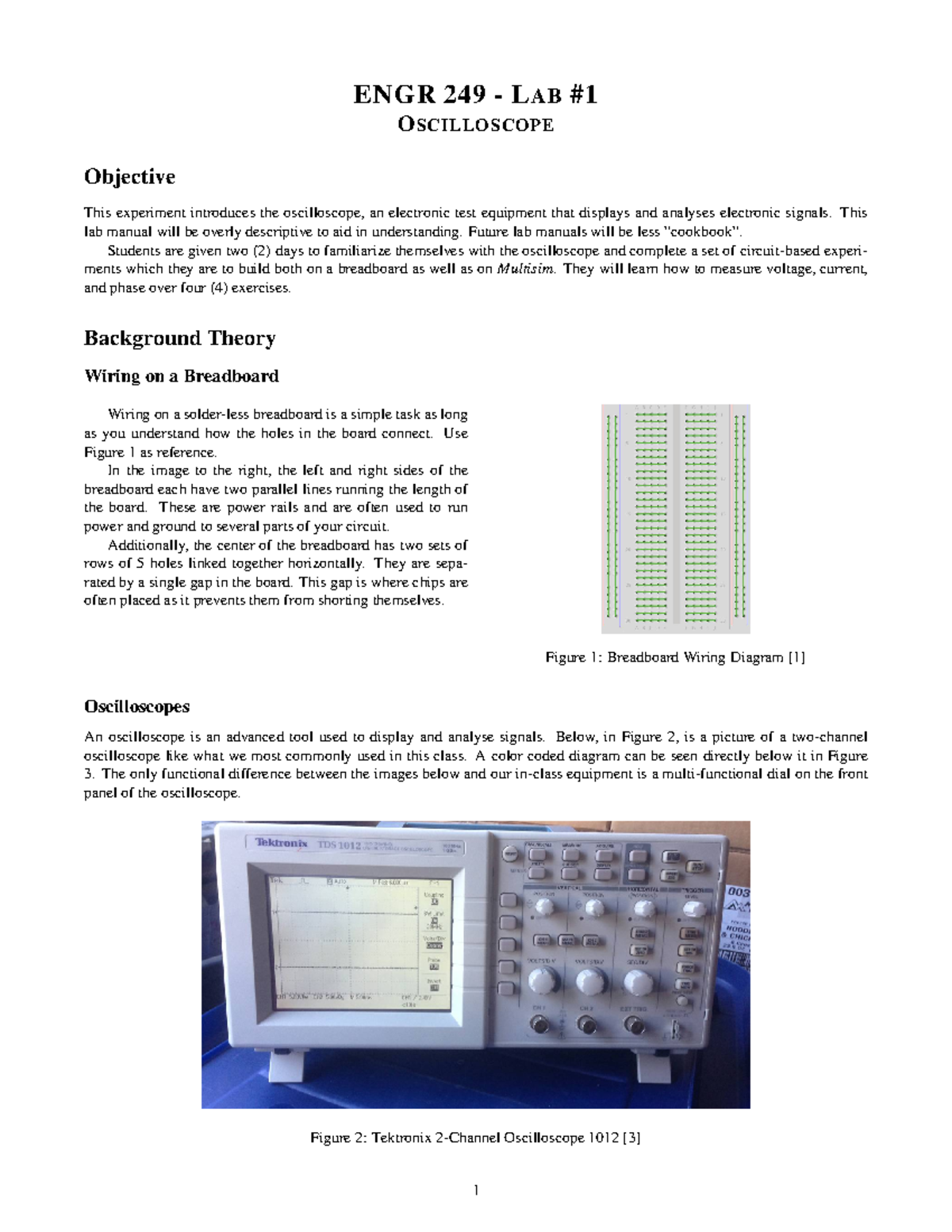 ENGR 249 - Lab 1 Oscilloscope Experiments and Procedures Guide - Studocu
