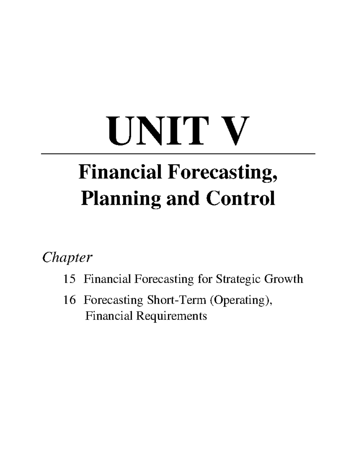 Financial Forecasting for Strategic Growth (FIN 101) - Chapter 15 ...