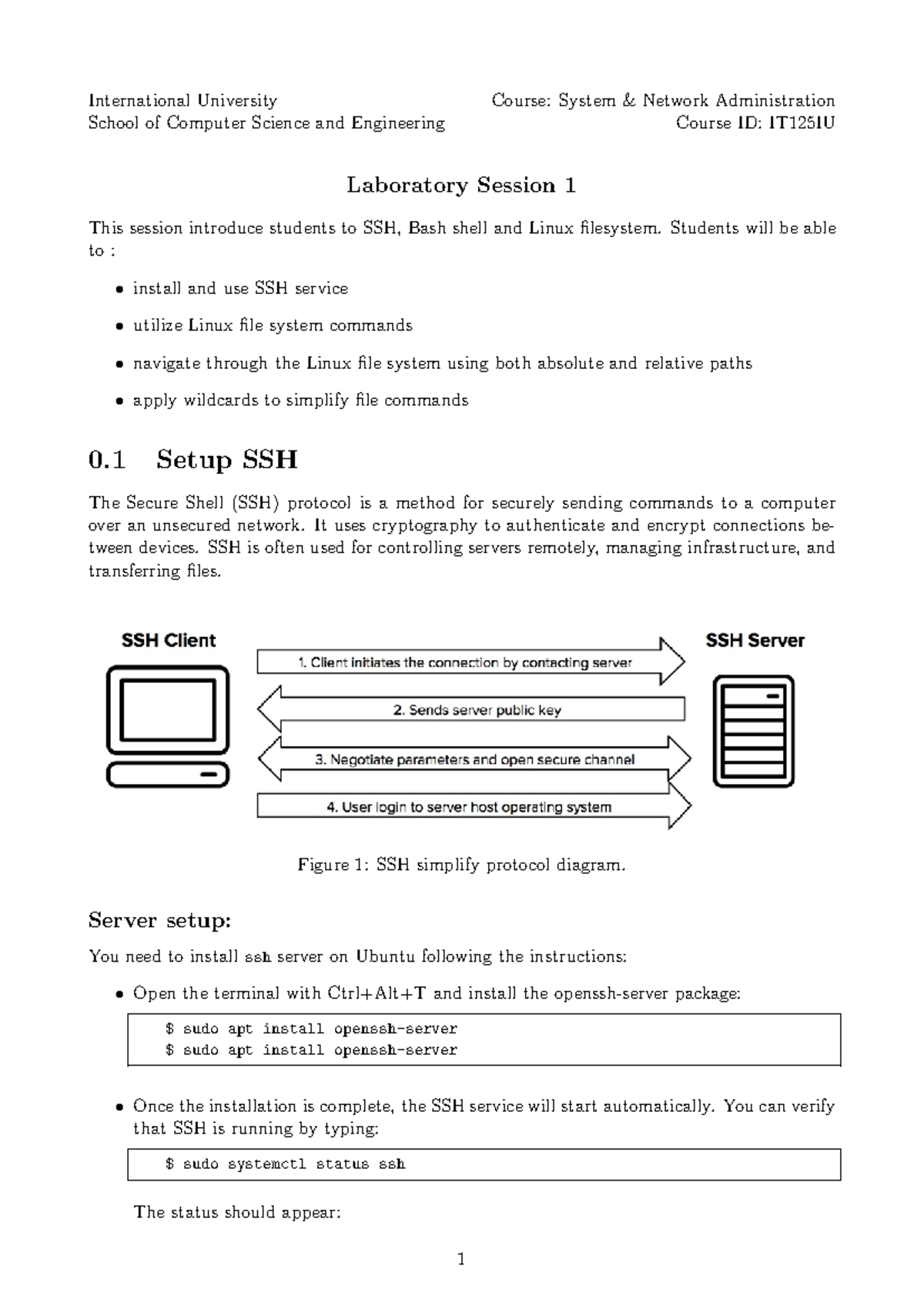 IT125IU Lab 1: SSH, Bash, and Linux Filesystem Administration - Studocu