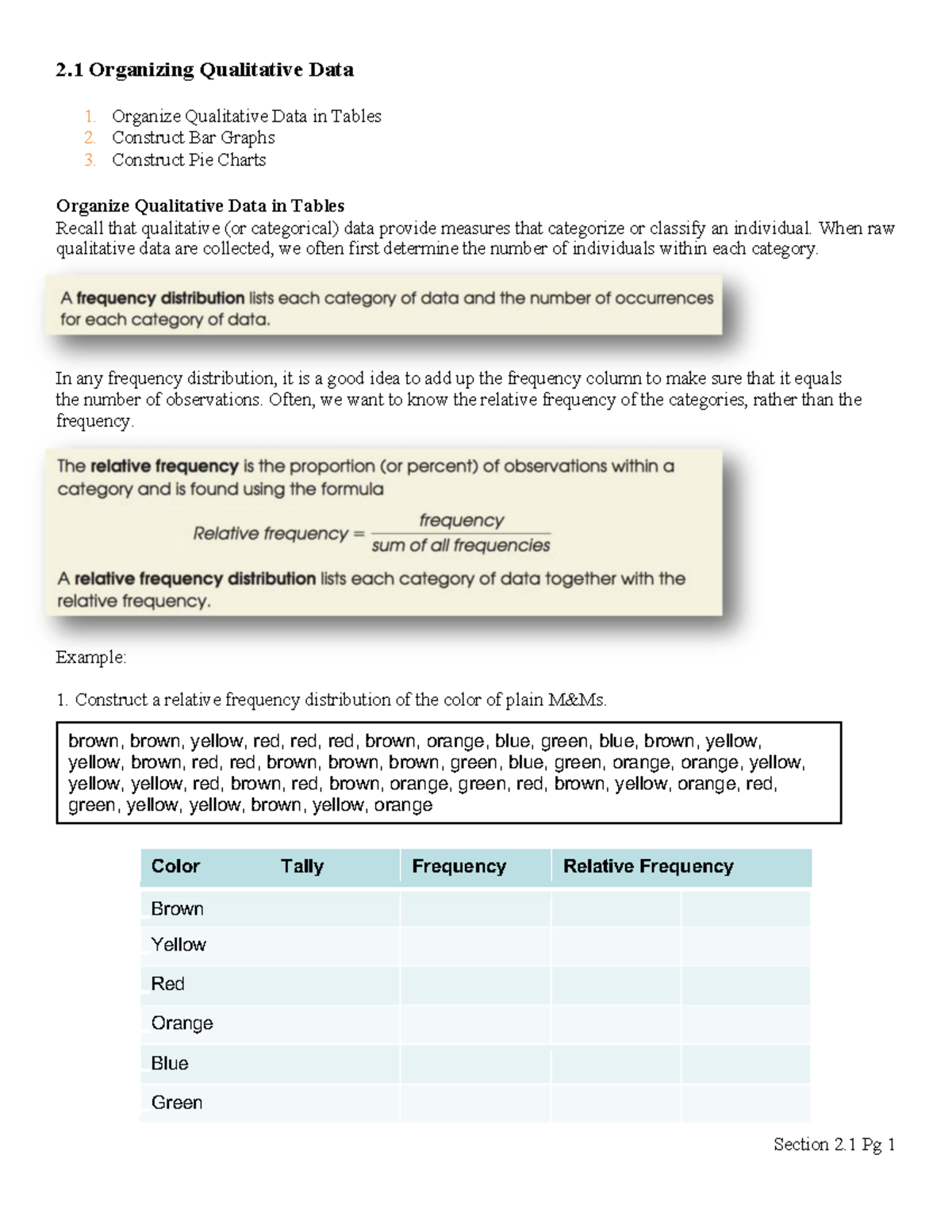 Math 134: Organizing Qualitative & Quantitative Data Notes - Studocu