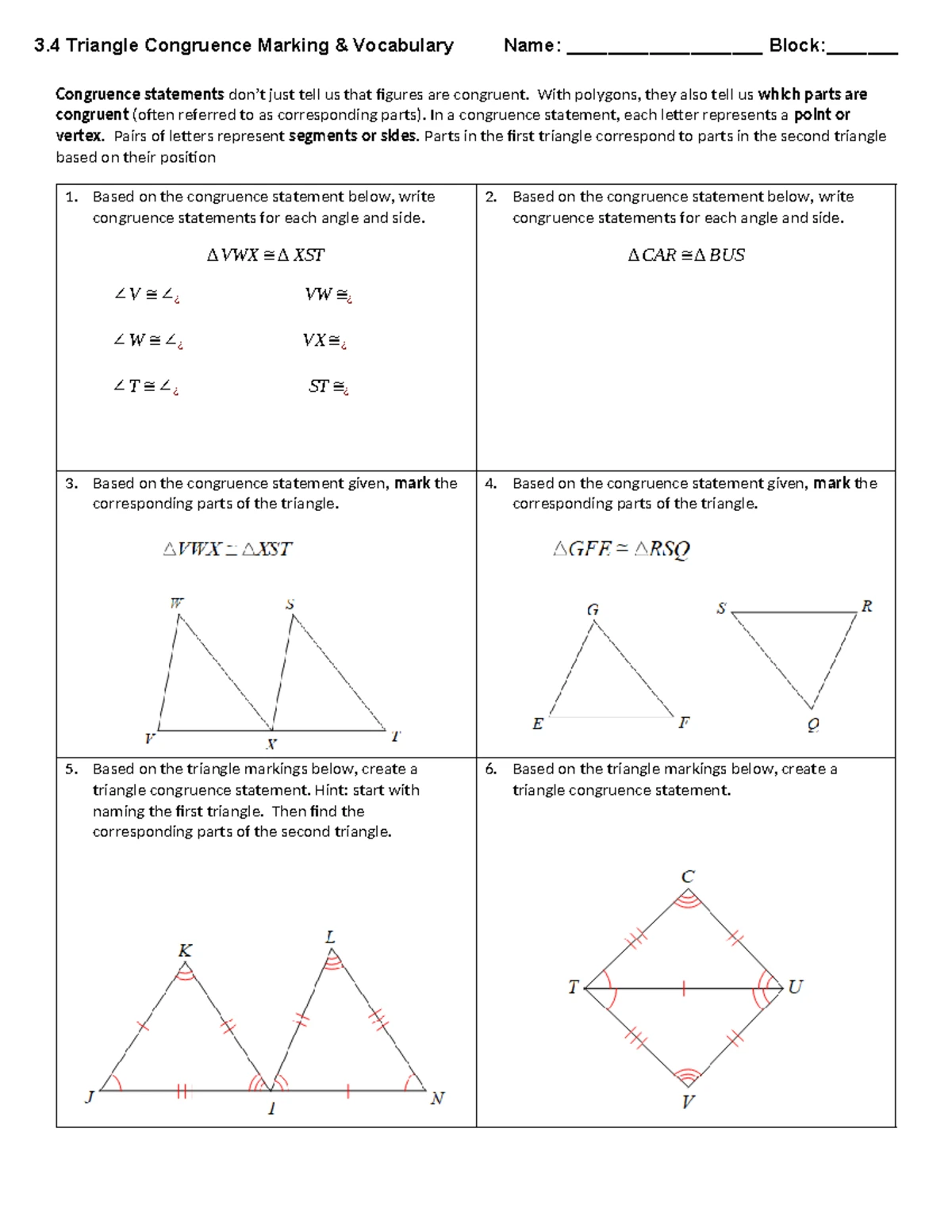 Triangle Congruence Proofs - Geometry 3.7 - Studocu