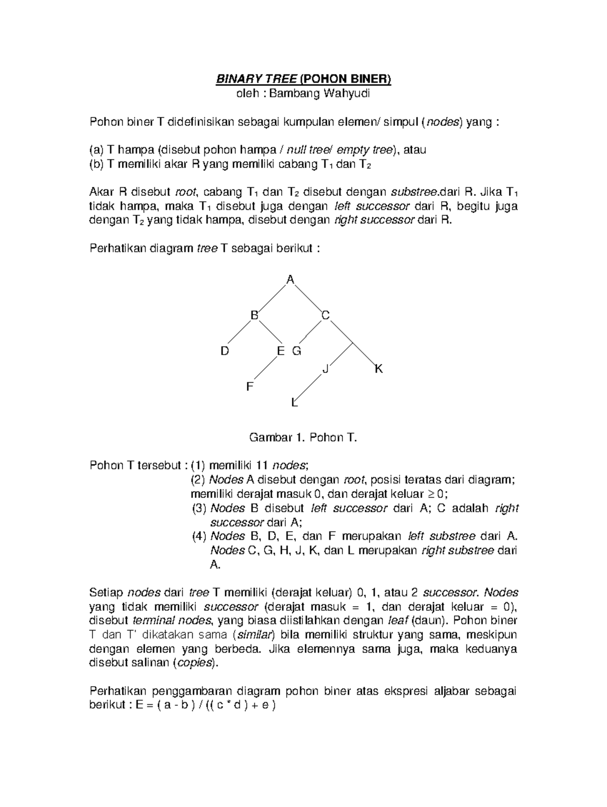Tree - Struktur Data - BINARY TREE (POHON BINER) oleh : Bambang Wahyudi ...