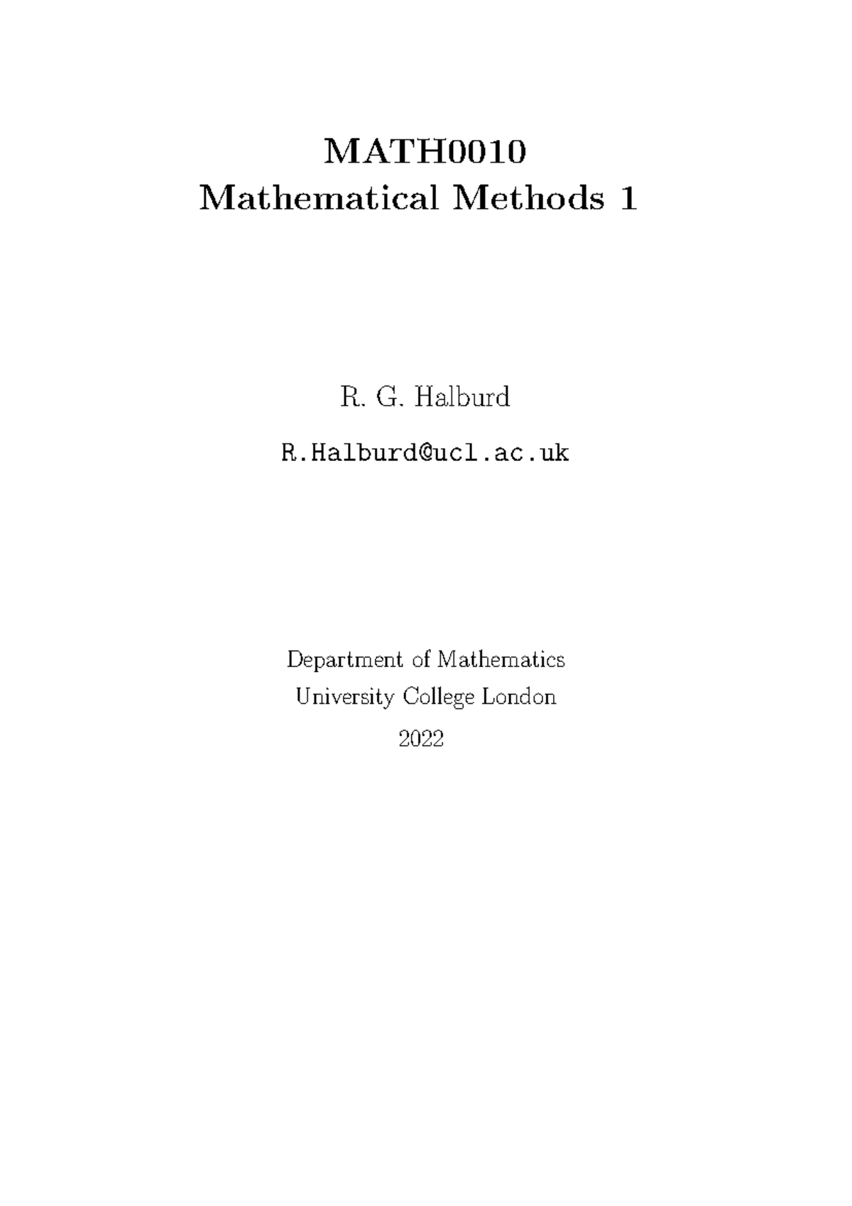 MATH0010 Mathematical Methods 1 - Chapter 1: Vectors Overview - Studocu