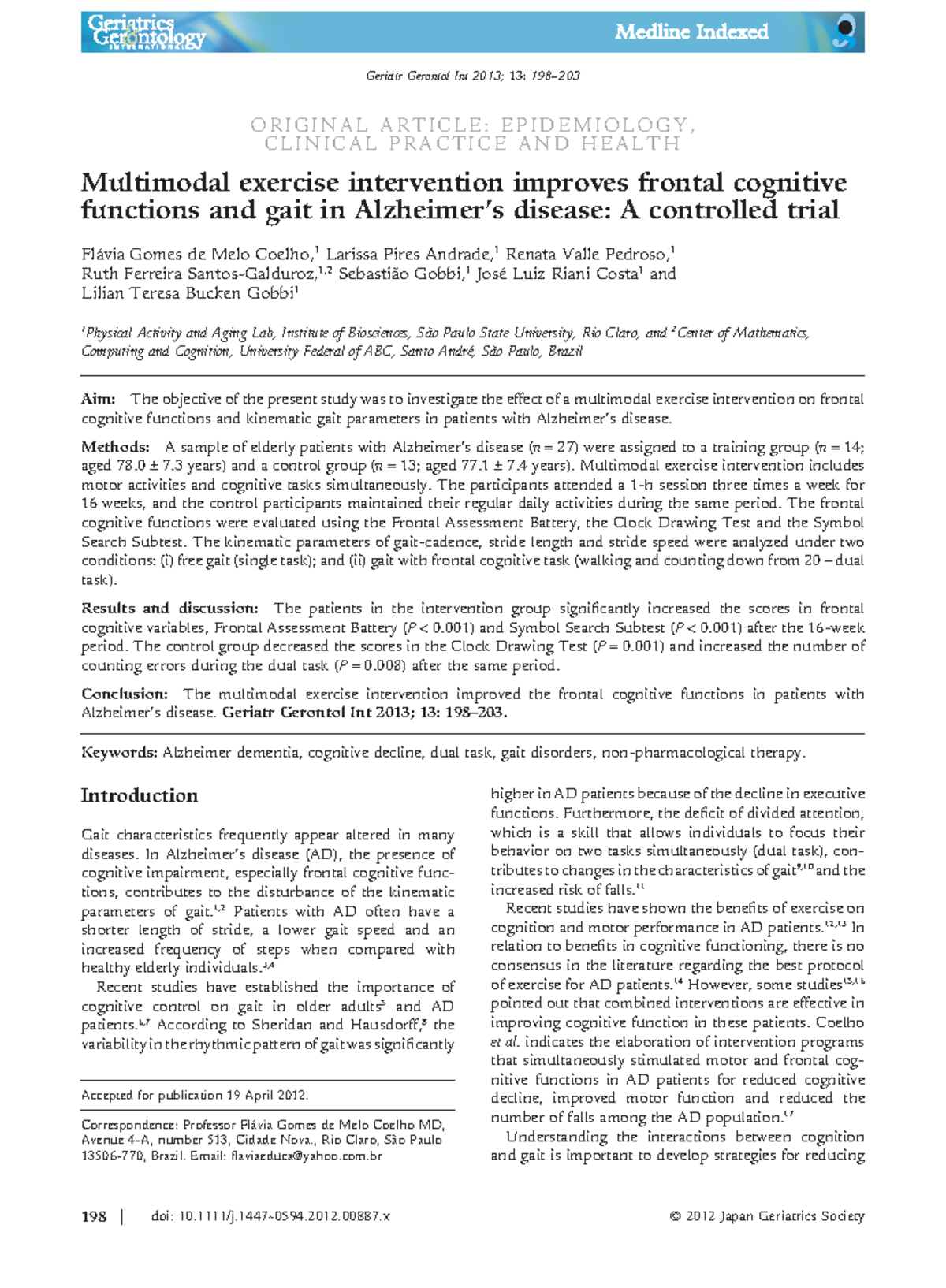 Multimodal exercise intervention improves frontal cognitive functions and gait in Alzheimer’s ...