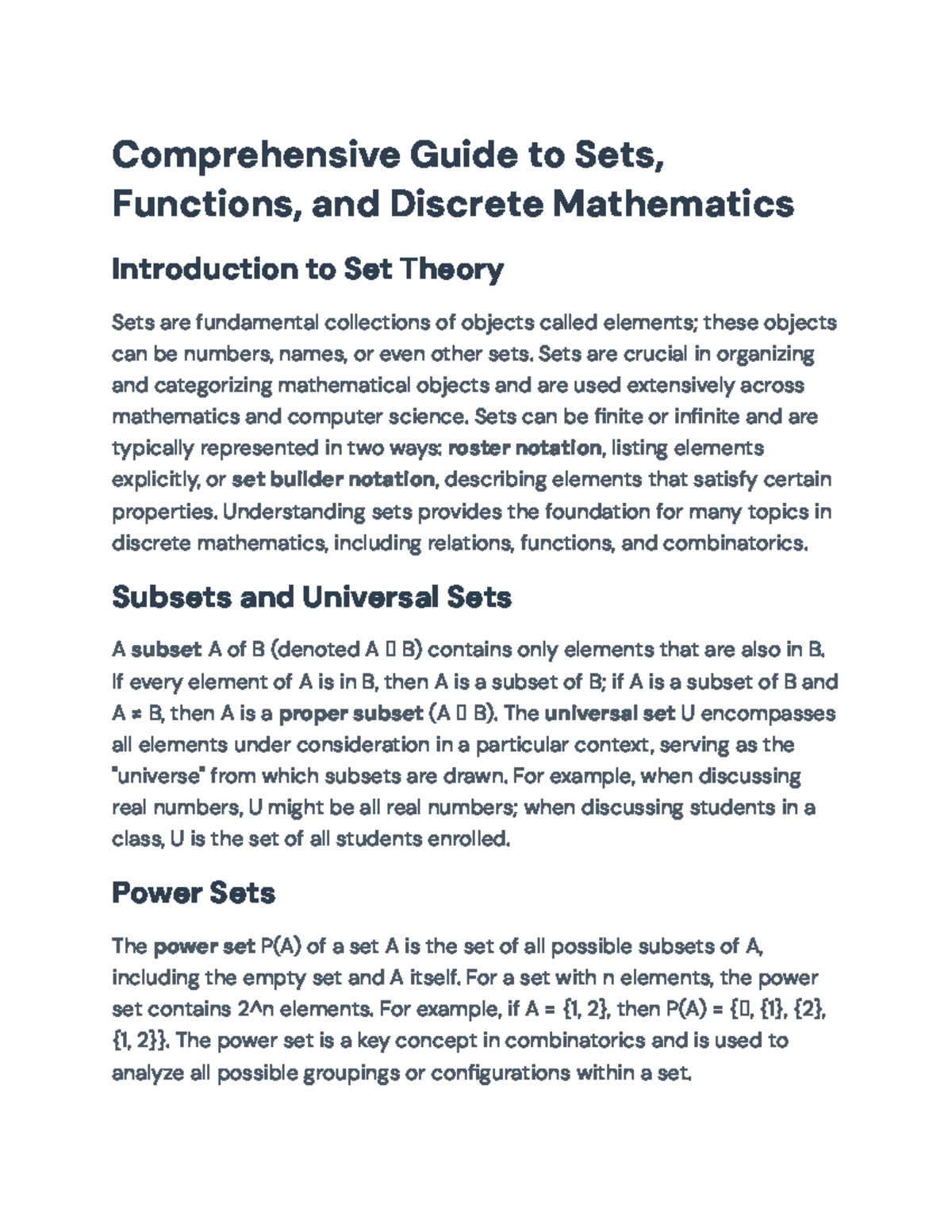 Comprehensive Guide to Sets and Functions in Discrete Math (MATH 101 ...