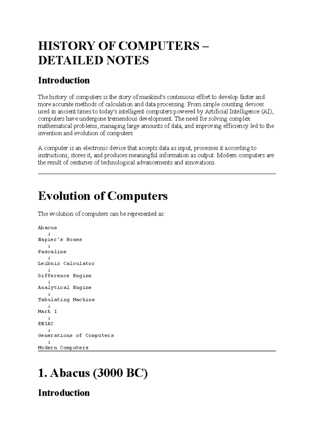 HIST 101: Detailed Notes on the History of Computers - Studocu