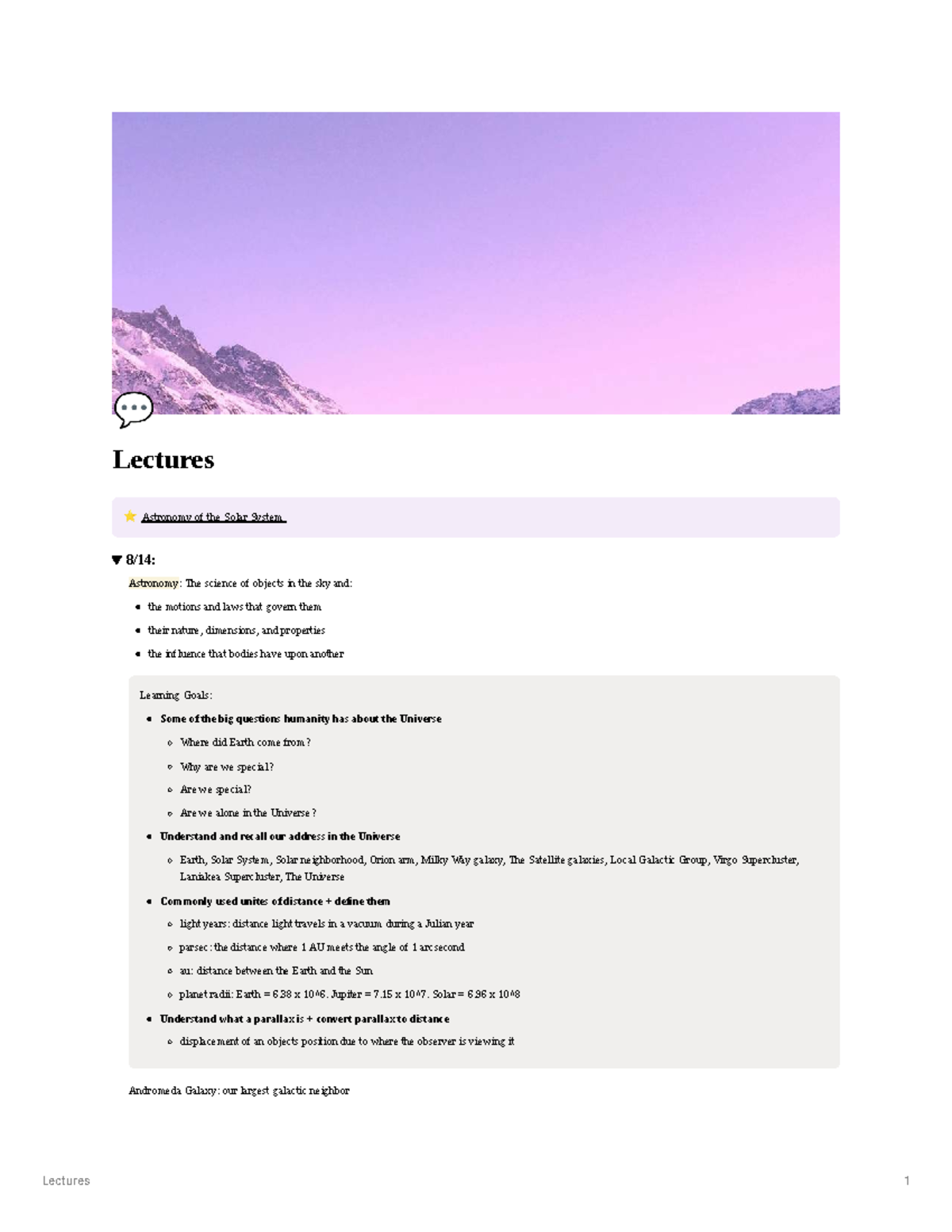 Astronomy 101: Solar System Lectures - Learning Goals & Key Concepts ...