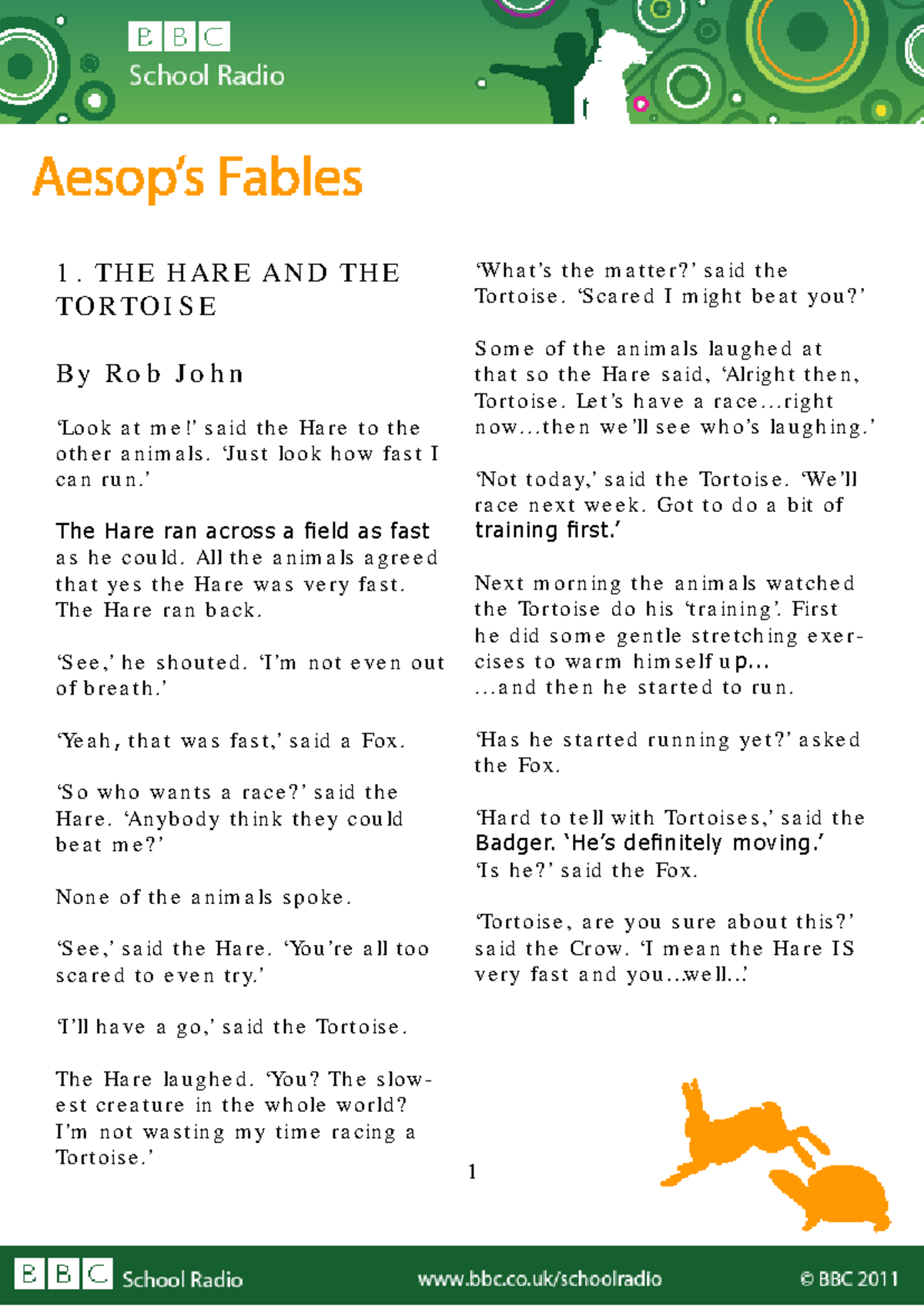 1. THE HARE AND THE TORTOISE - Essay Notes - Studocu