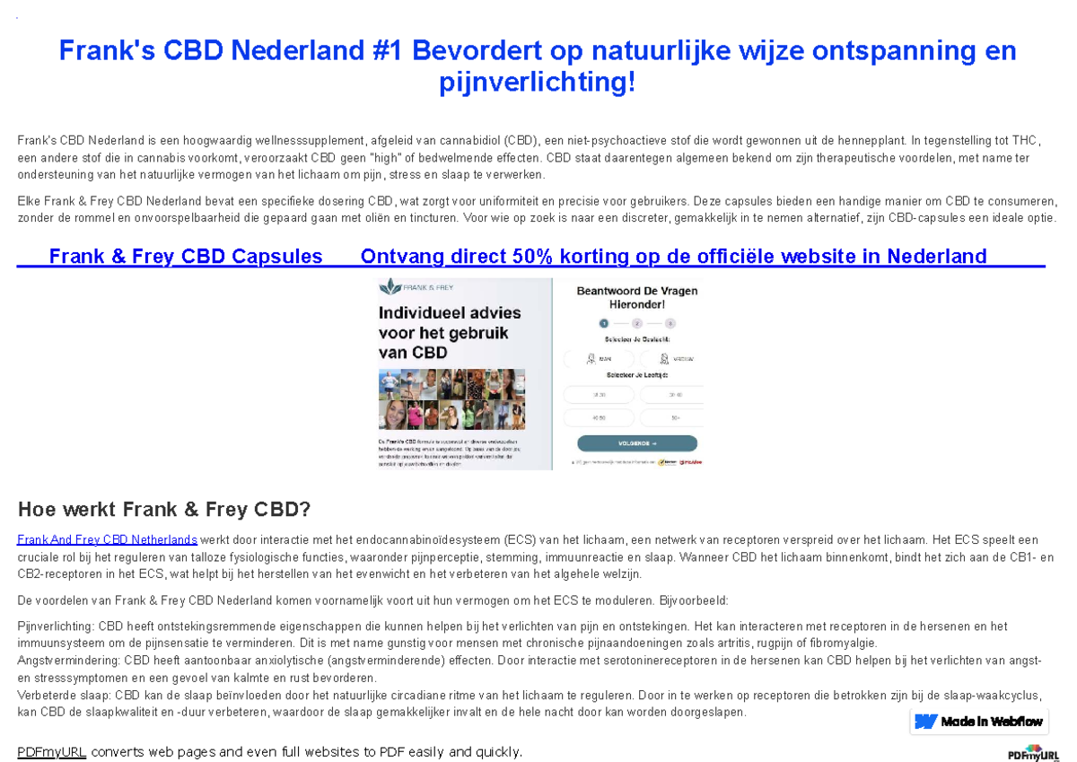 Frank Frey CBD Capsules NL 2025: Natuurlijke Pijnverlichting en ...
