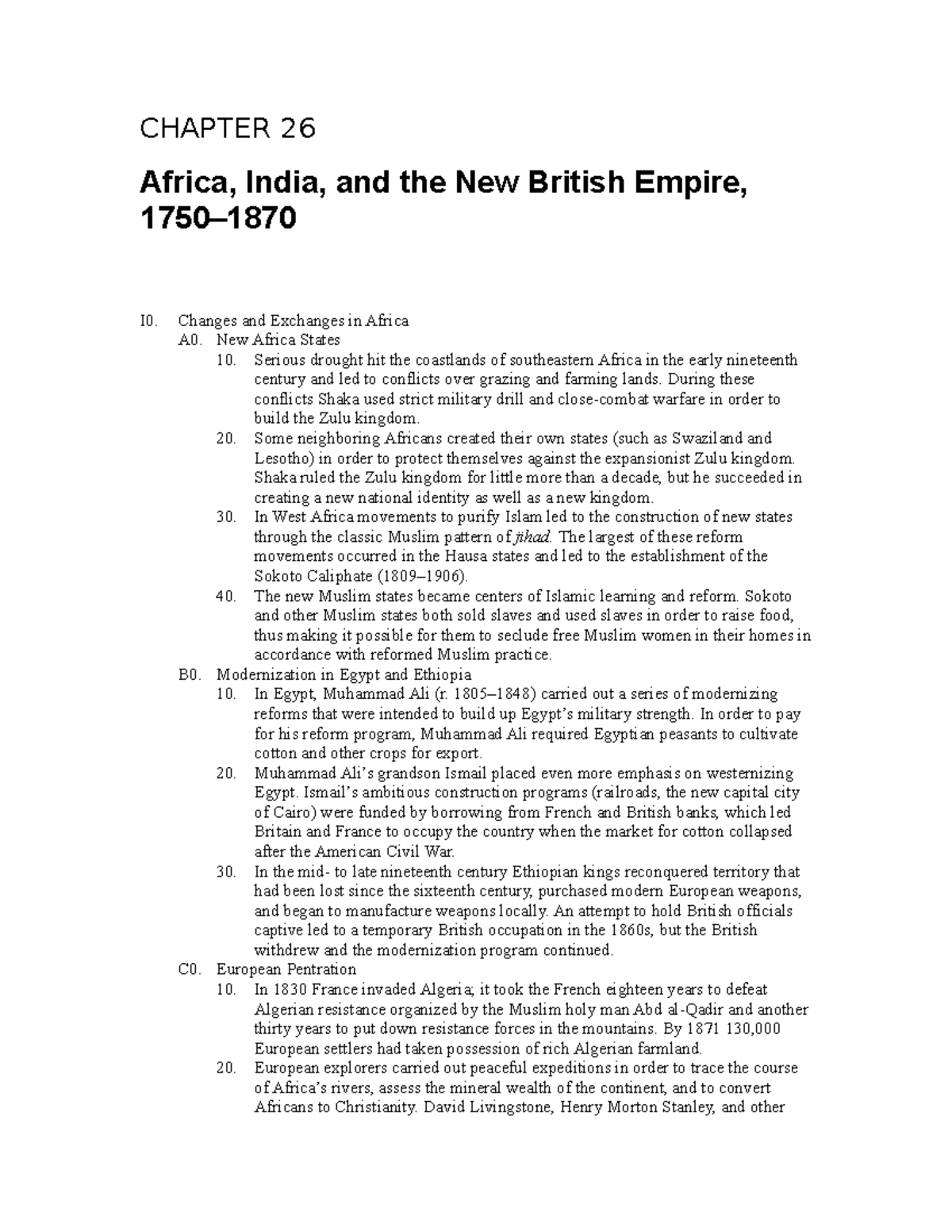 CHAPTER 26 Notes: Africa, India, and the New British Empire - Studocu
