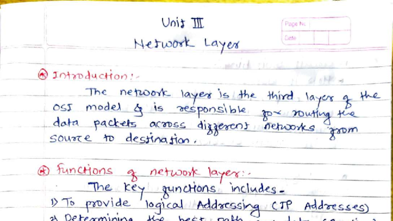 CNS 301 - Unit 3: Network Layer Overview and Protocols - Studocu