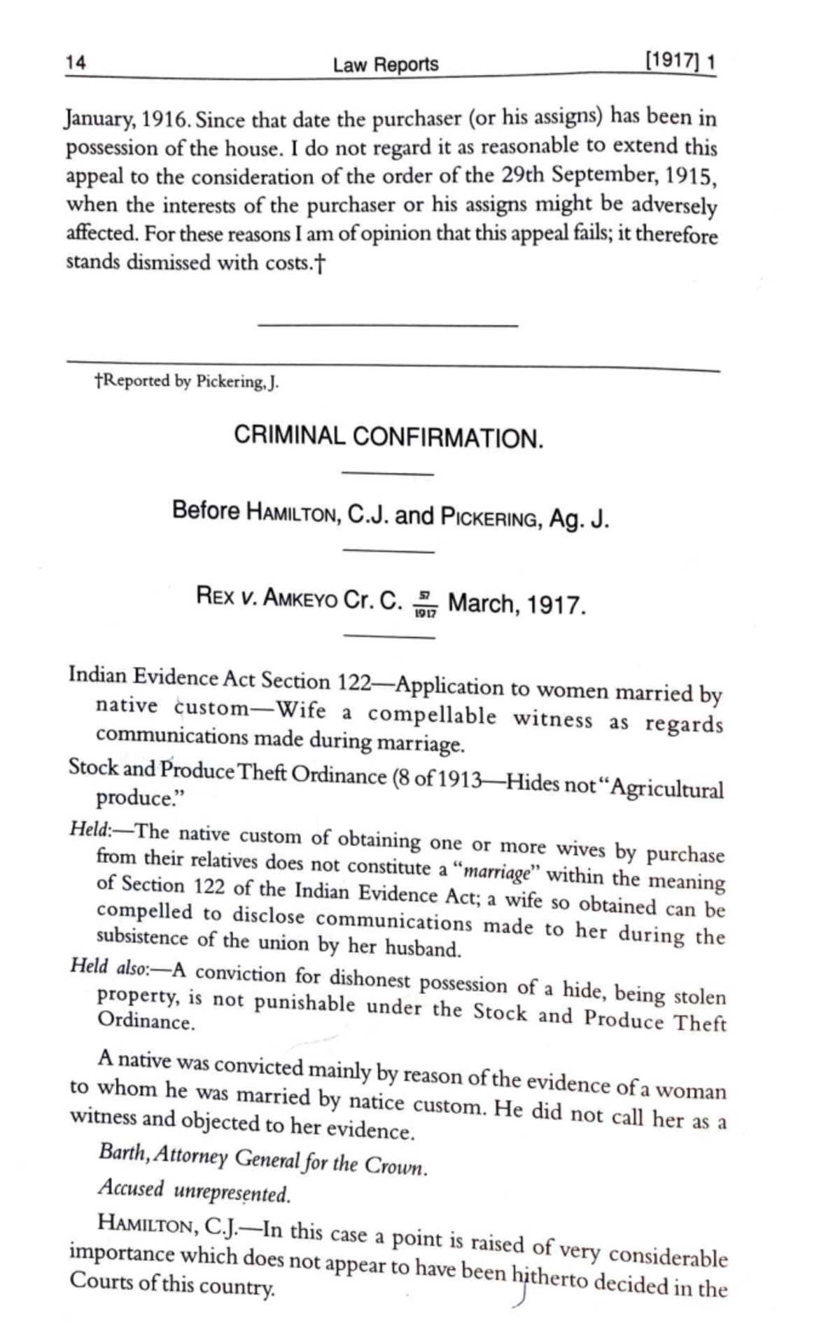 R v. Amokeyo: Legal Analysis of Evidence and Marriage Customs in 1917 ...