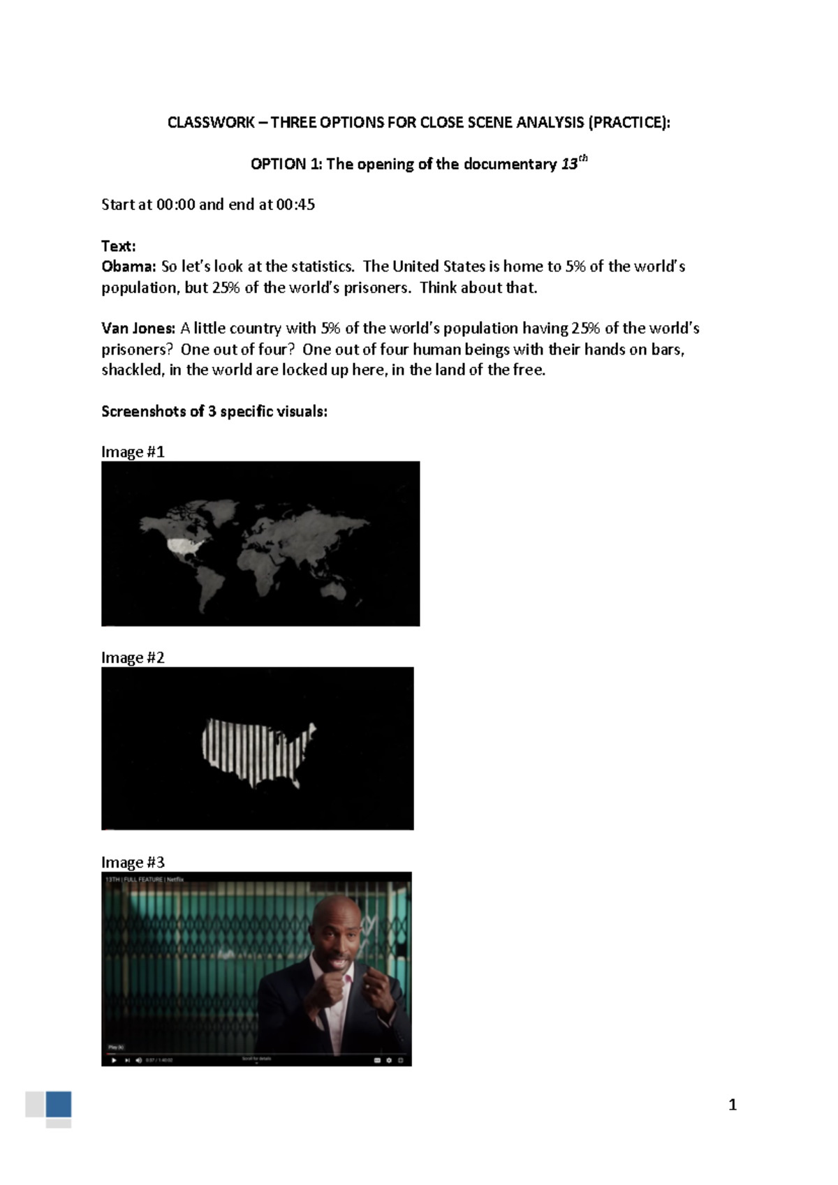 Close Scene Analysis Practice: "13th" Documentary Classwork - Studocu