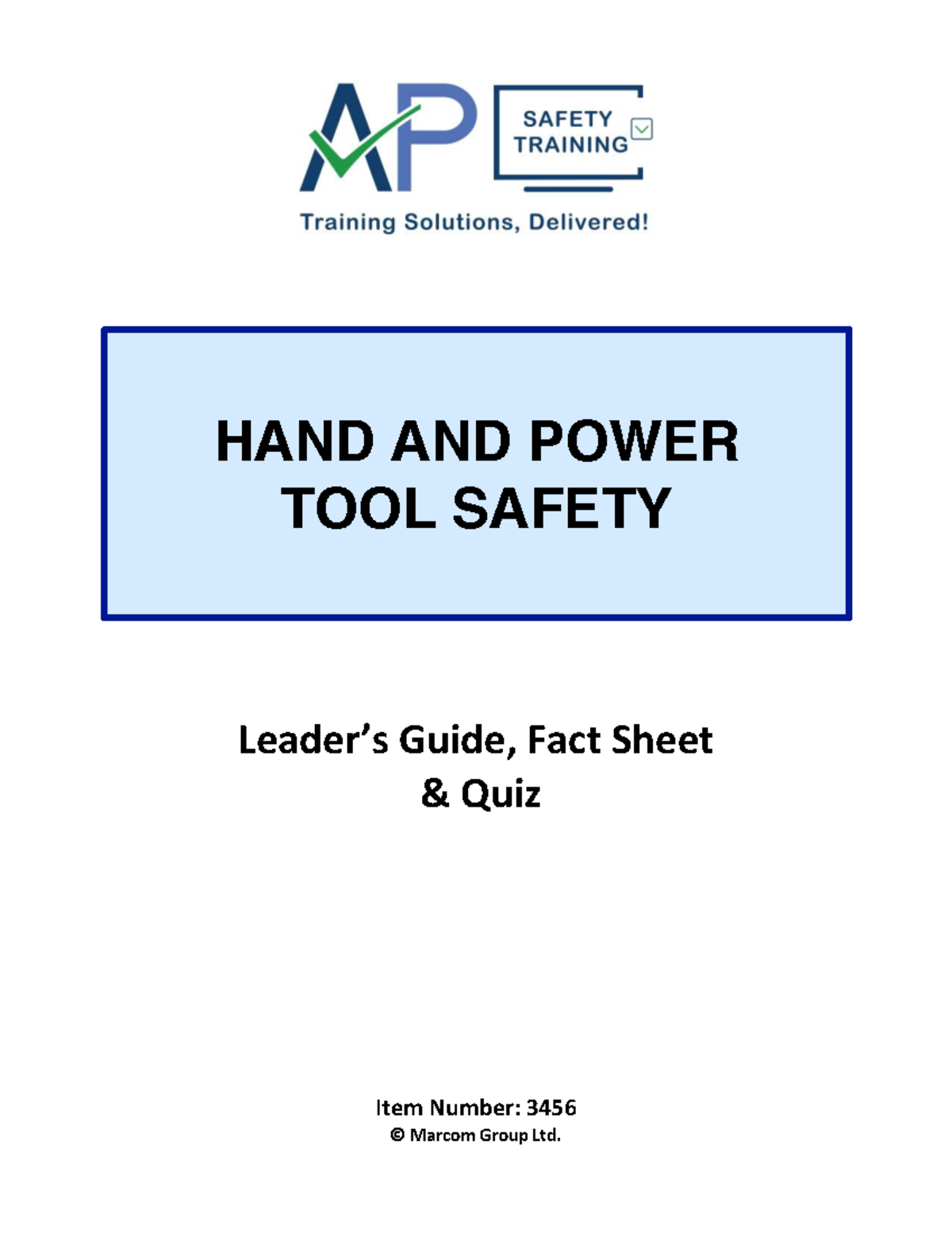 3456-E-LG - Hand and Power Tool Safety Guide & Quiz - Studocu