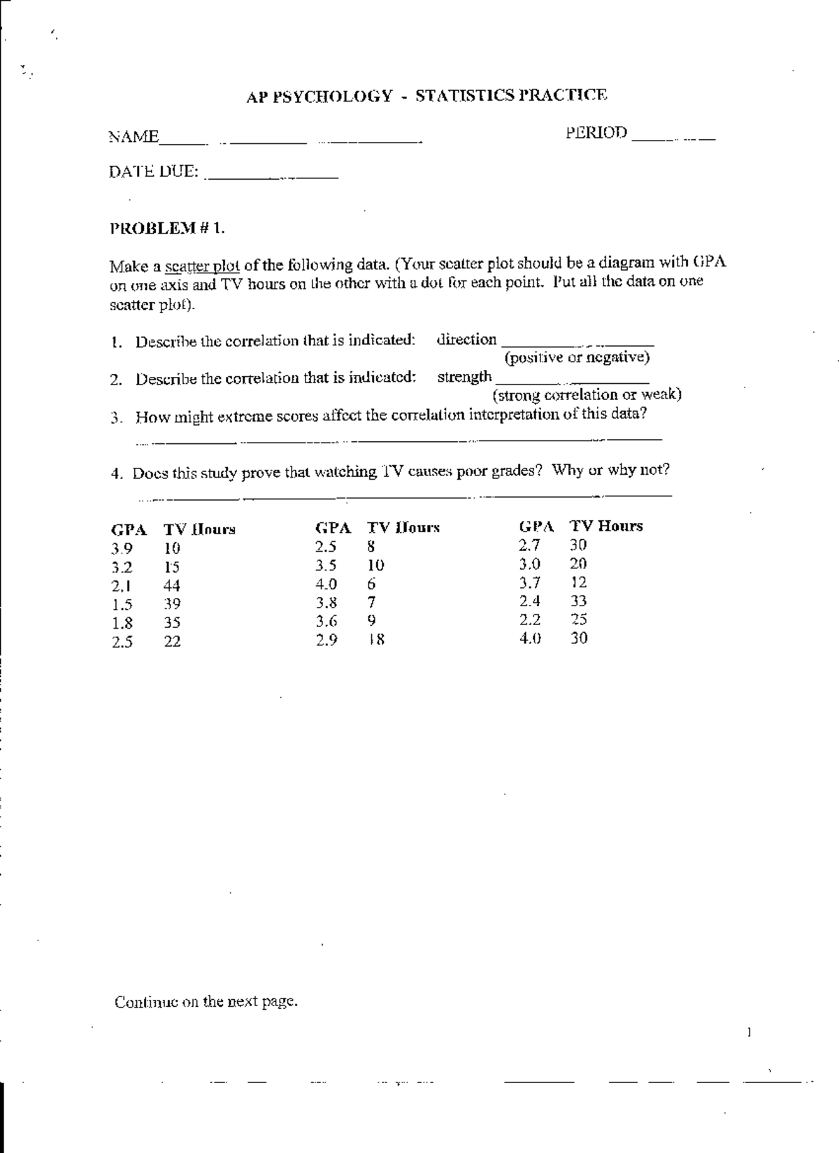 AP PSYCHOLOGY Statistics Practice Questions and Data Analysis - Studocu