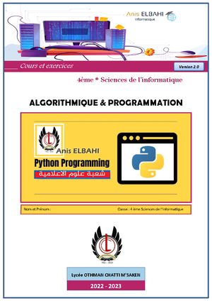 Tableau et Algorithmes - Exercices de Programmation en Python 3ème ...