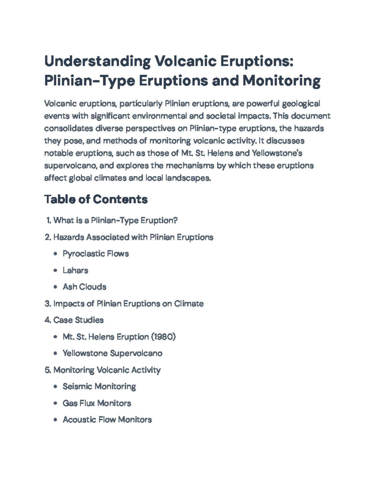 Understanding Plinian-Type Eruptions and Their Climate Impacts ...