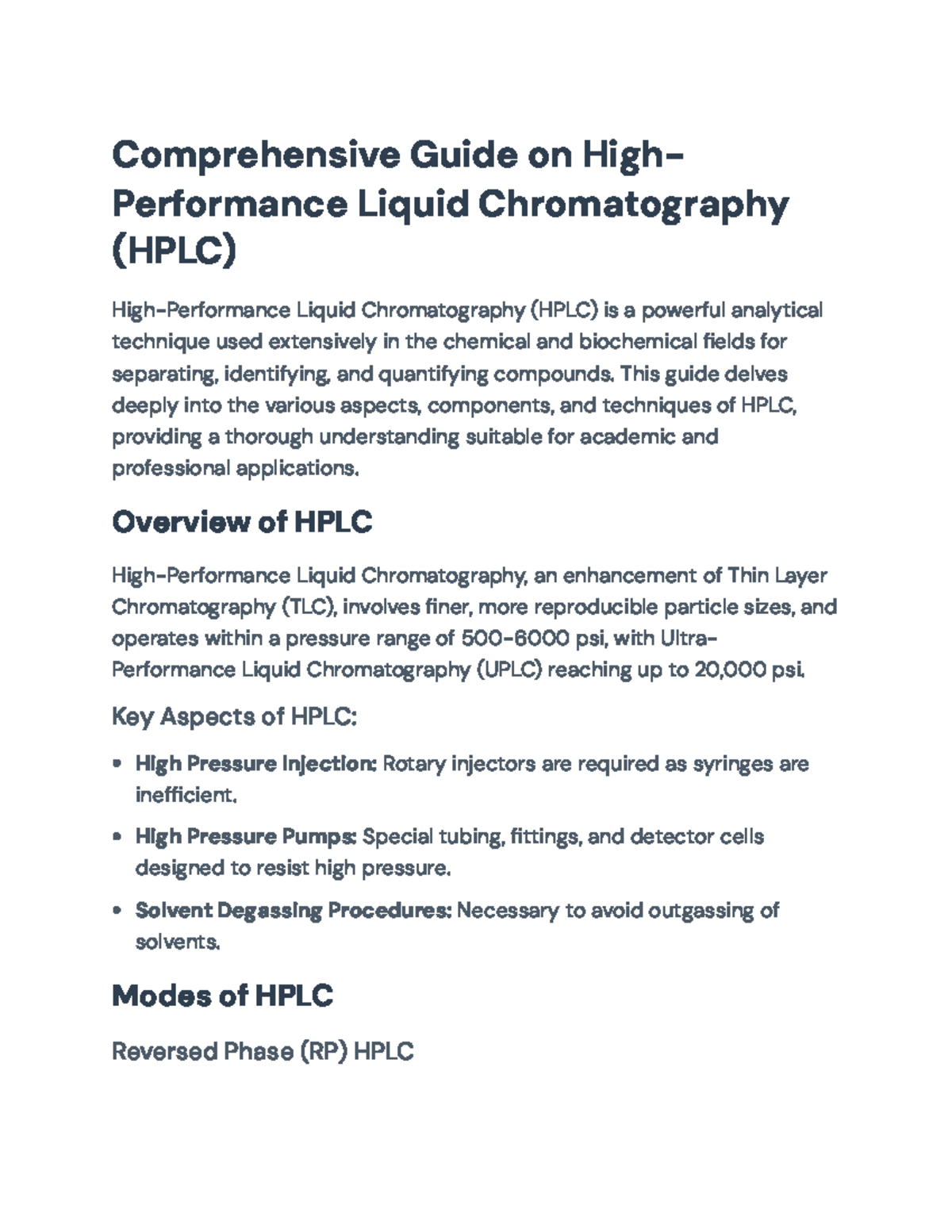 Comprehensive Guide to High-Performance Liquid Chromatography (HPLC) - Comprehensive Guide on ...