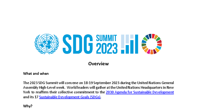 1. sdg summit 2023 - BÀI GIẢNG - 1 Overview What and when The 2023 SDG ...