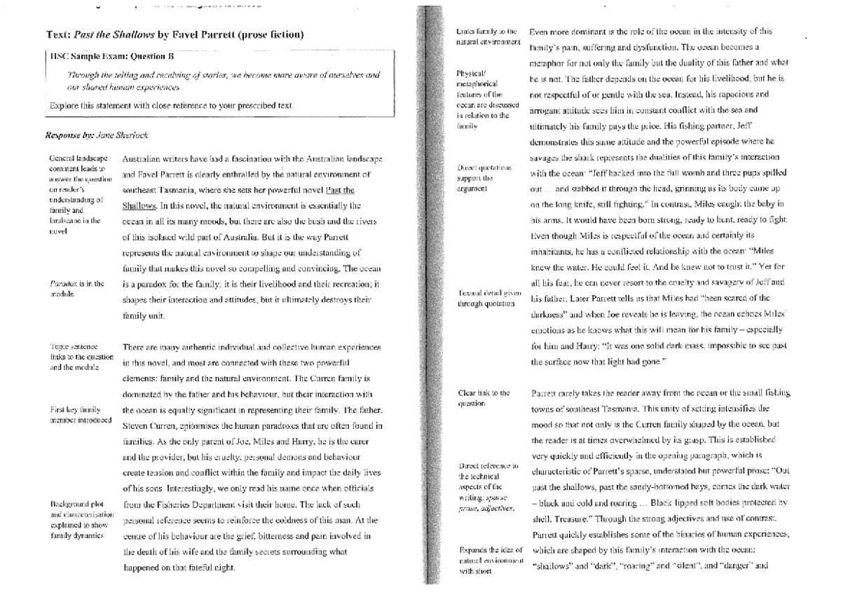 HSC Sample Exam: Texts and Human Experiences - PTS Exemplar Responses ...