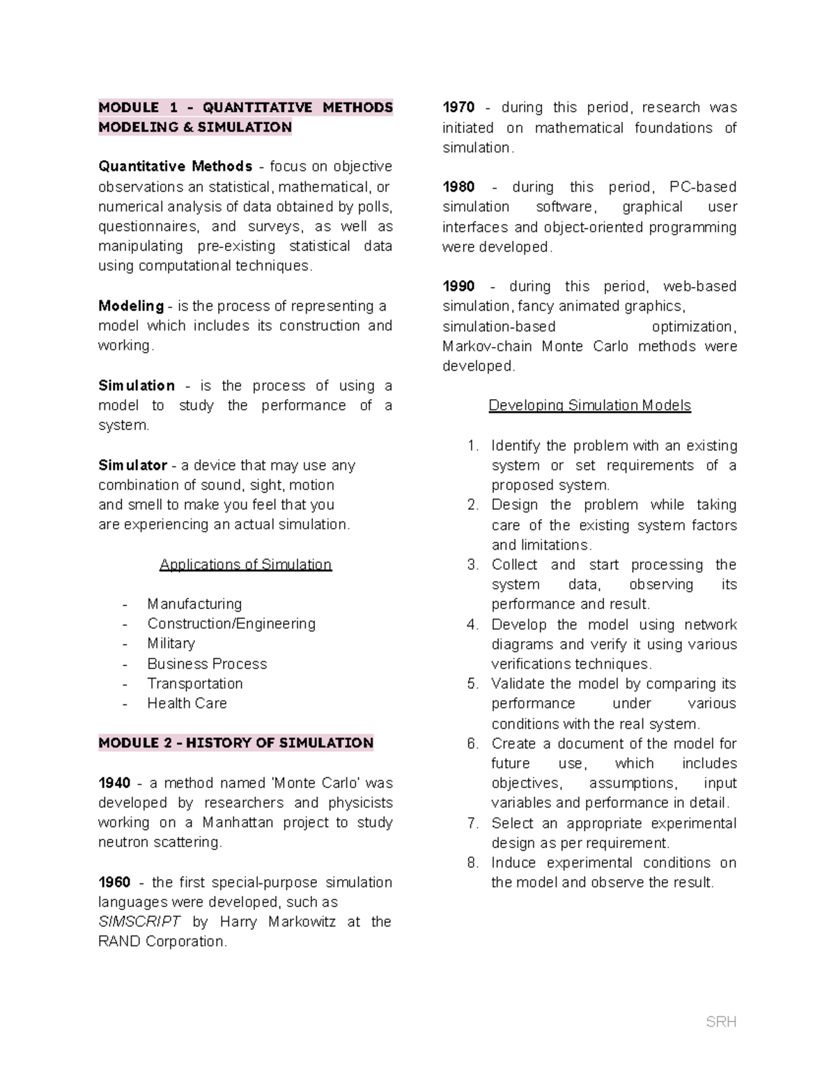 Quantitative Methods & Simulation: Key Insights and Applications - Studocu