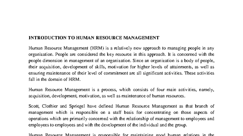Introduction to HRM: Key Concepts and Future Challenges - Studocu