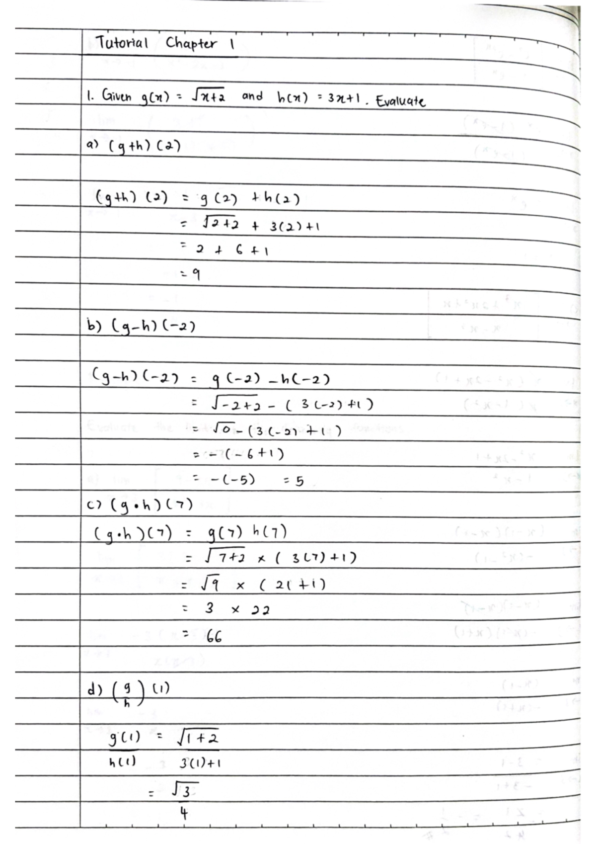 Tutorial MAT183: Evaluating Functions and Limits in Chapter I - Studocu
