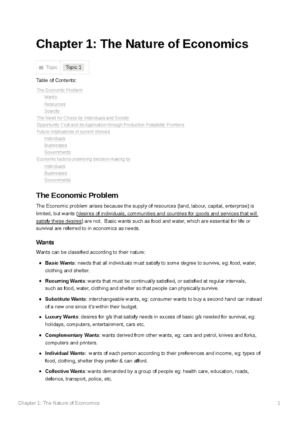 economics notes - 9 Introduction to Economics The Nature of Economics ...