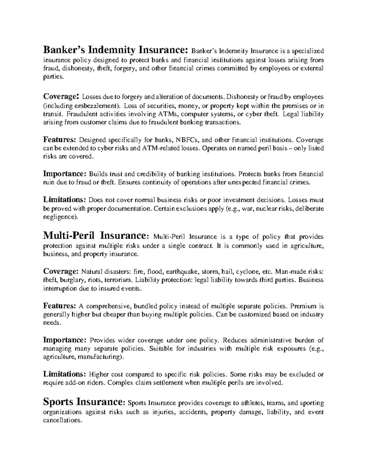 Miscellaneous Insurance Overview: Types, Coverage, and Importance - Studocu