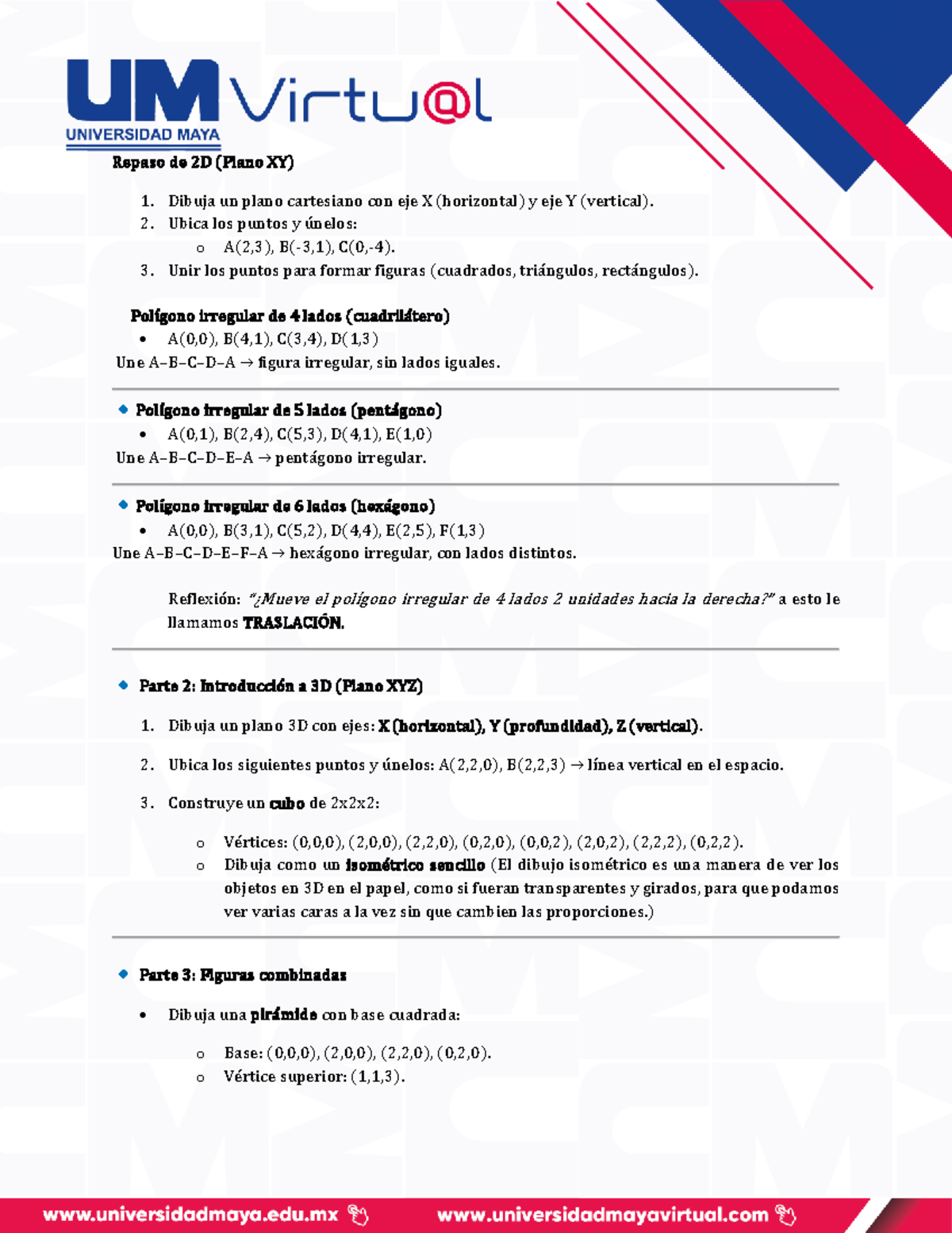 Actividad y Tarea 1: Figuras en 2D y 3D (Plano XY y XYZ) - Studocu