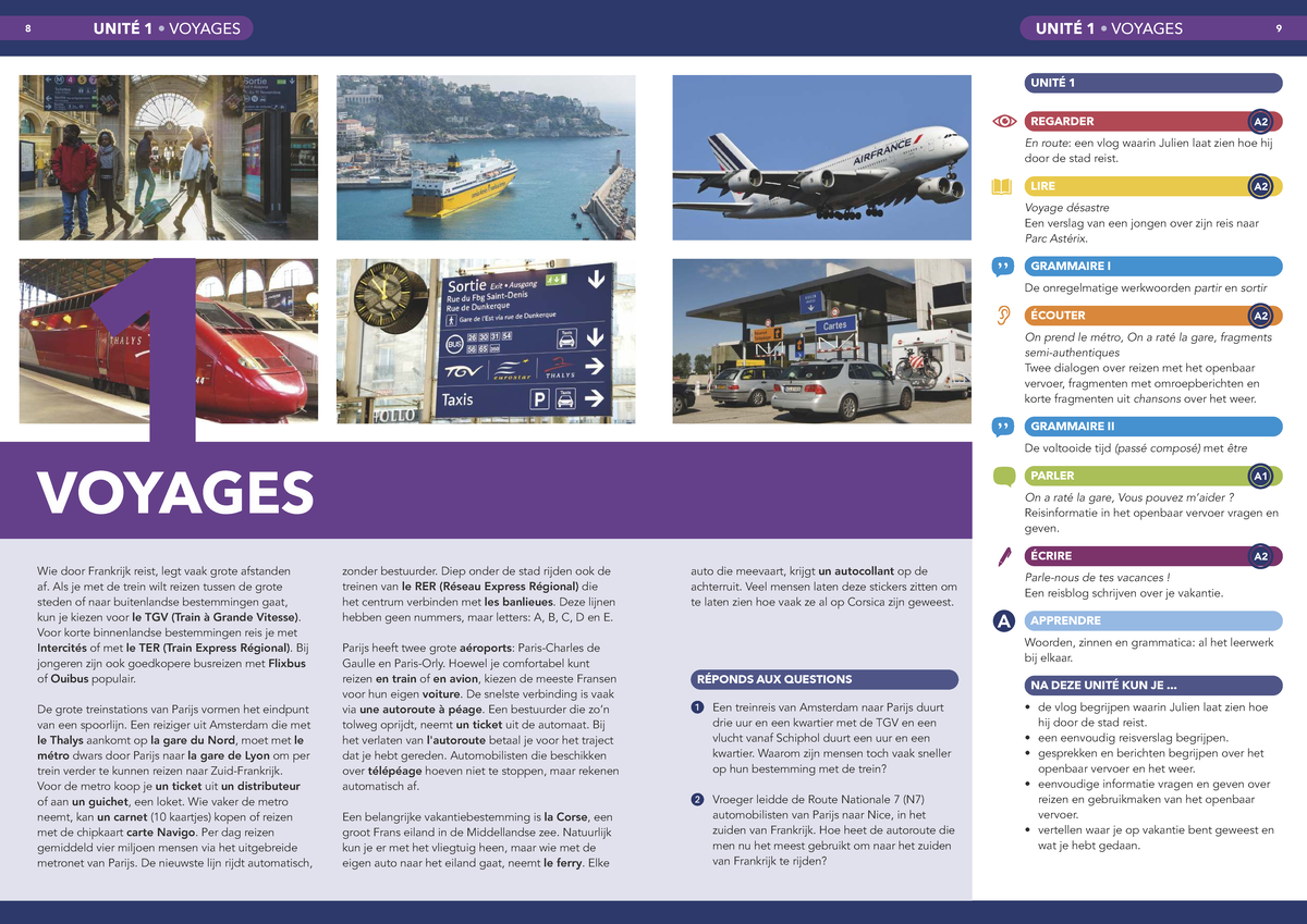 Unité 1: Voyages - A2 Grammaire et Vocabulaire - Studeersnel