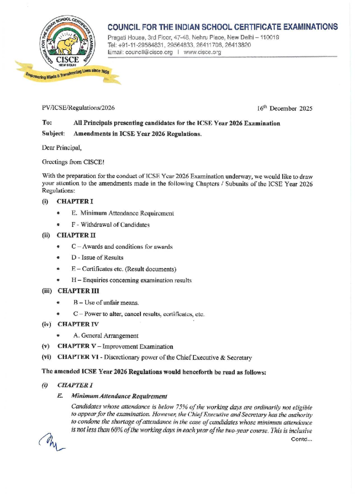 Amendments to ICSE Year 2026 Regulations: Important Updates - Studocu